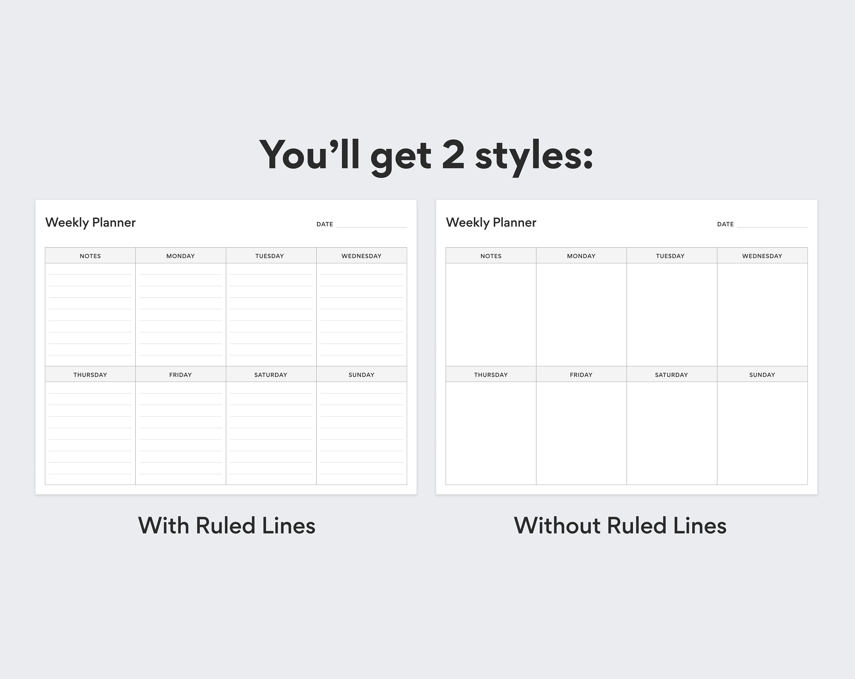 Weekly Planner Printable: Landscape US Letter - Daily Planner ...