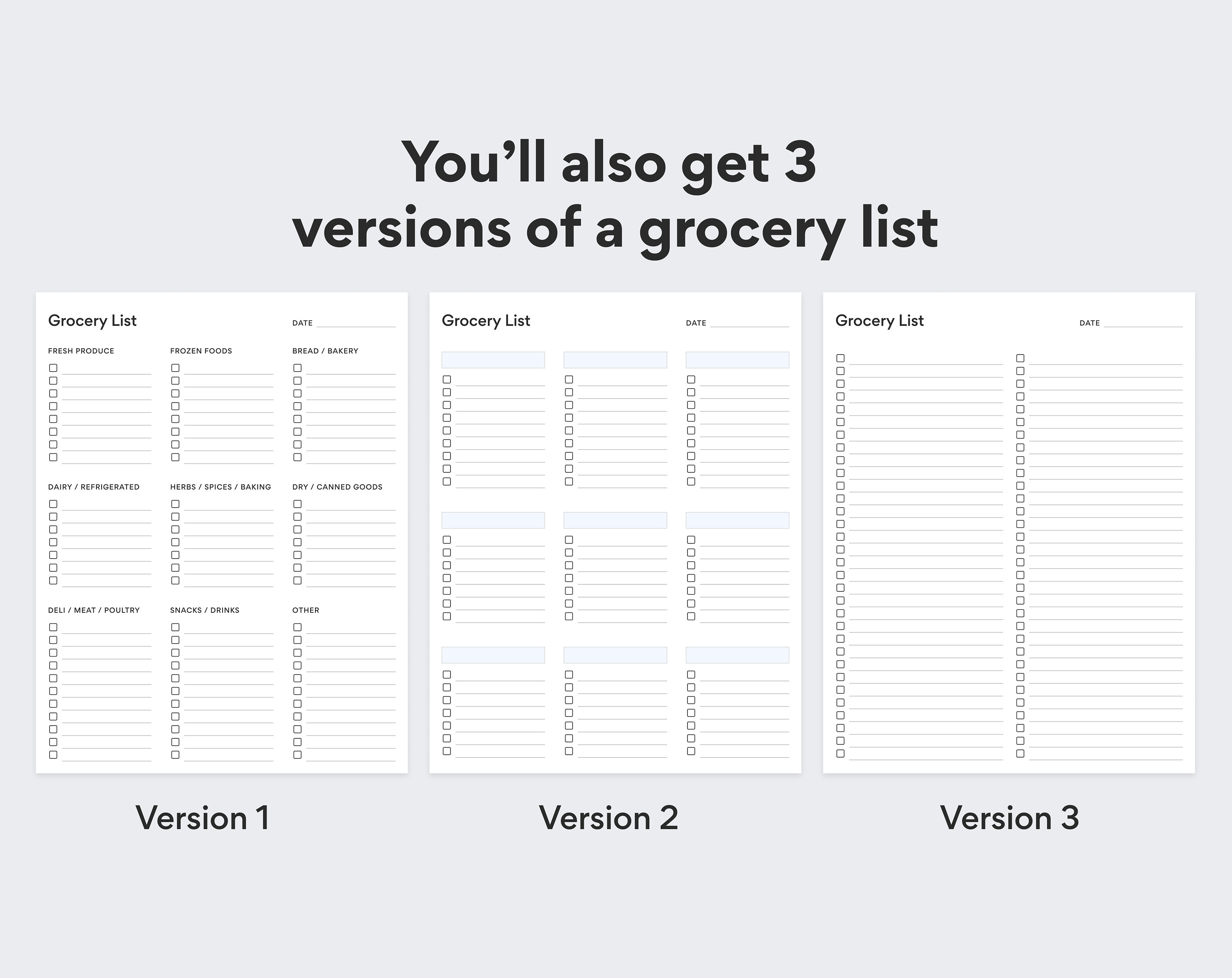 Weekly Meal Planner Bundle, Printable Weekly Menu Planner and Grocery ...