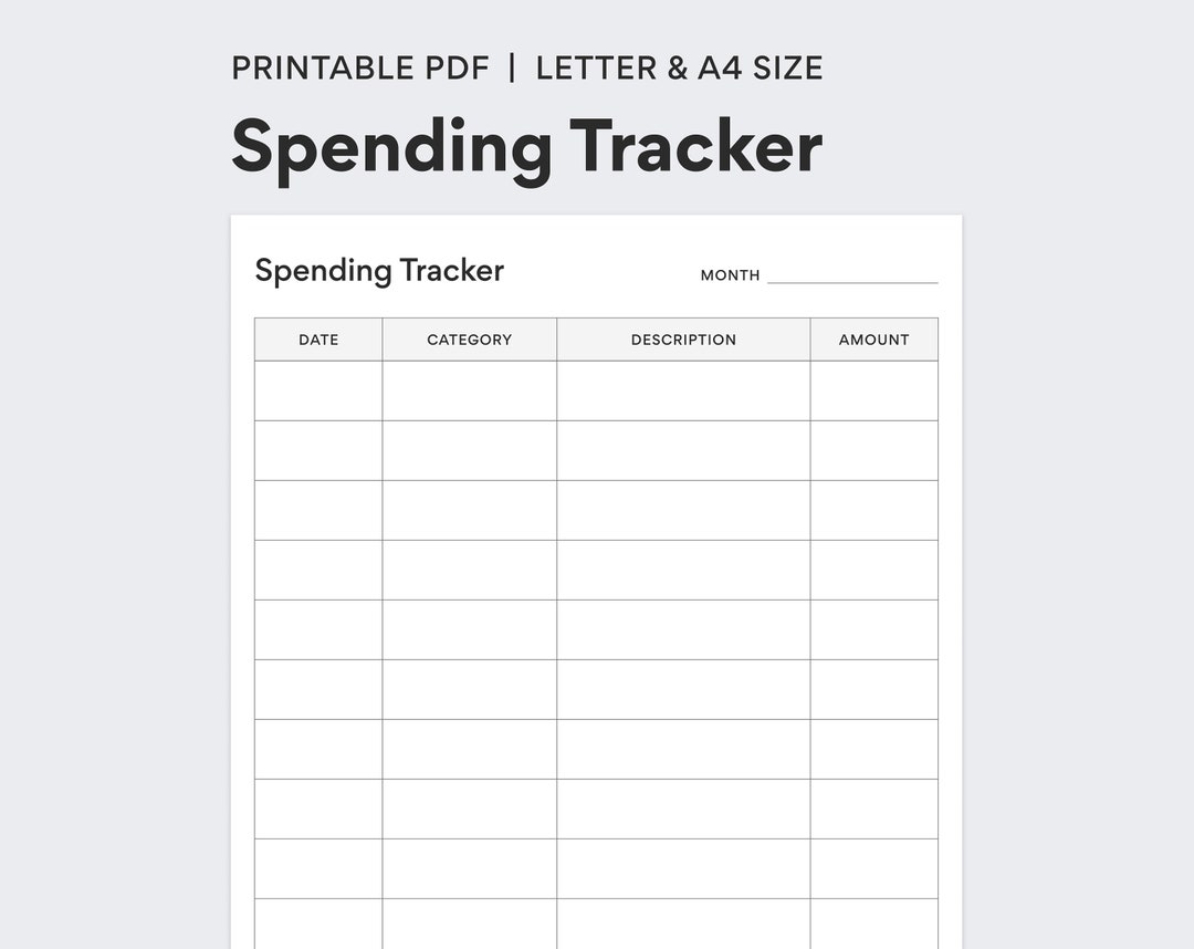 Spending Tracker Template, Printable Spending Tracker, Budget Chart ...