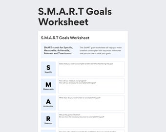 S.M.A.R.T Goals Planner - Goal Setting Worksheet - Printable Goal ...