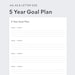 5 Year Goal Plan - Goal Setting Worksheet - Printable Goal Planning ...
