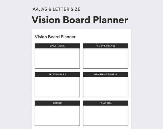 Vision Board Planner Printable Template for Journal - Etsy