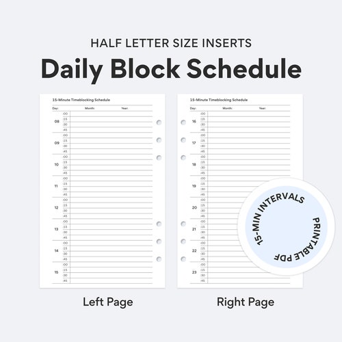 15 Minute Planner Sheet Daily Appointment Schedule & Time - Etsy