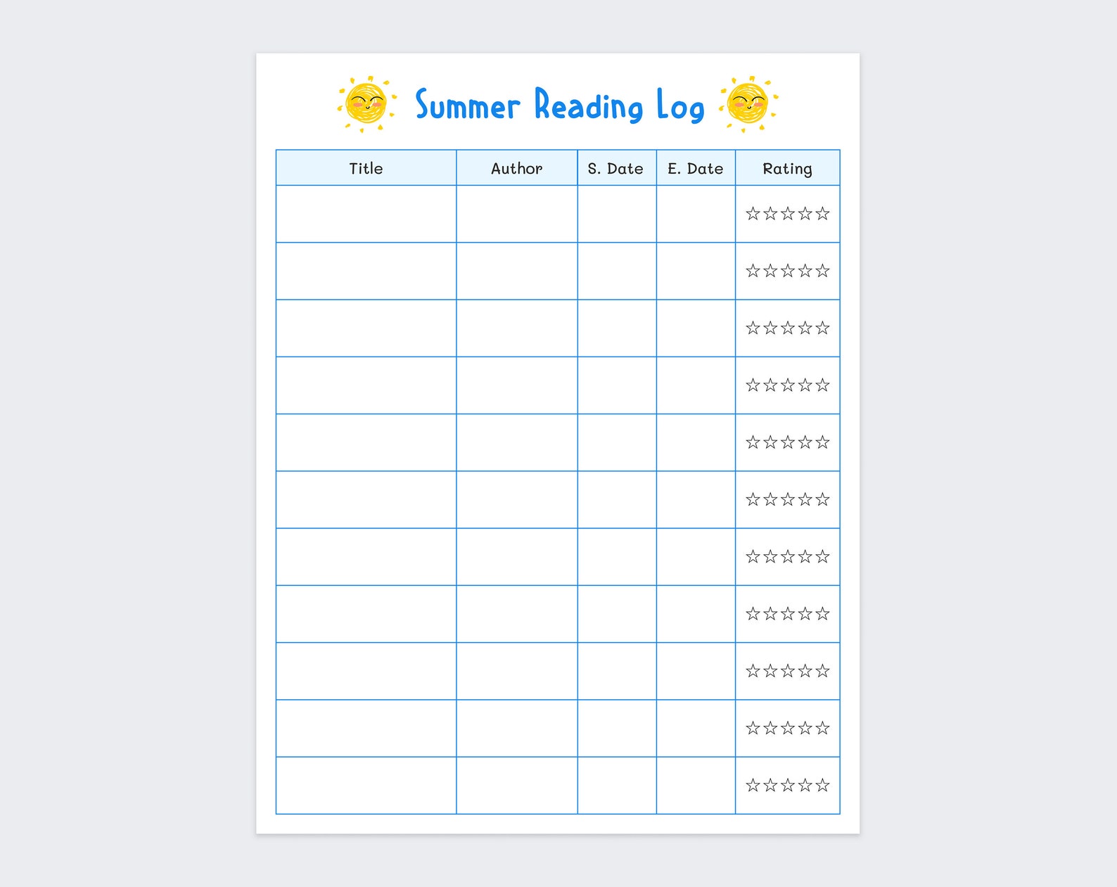 Summer Reading Log for Kids - Reading Chart - Kids Reading Tracker ...