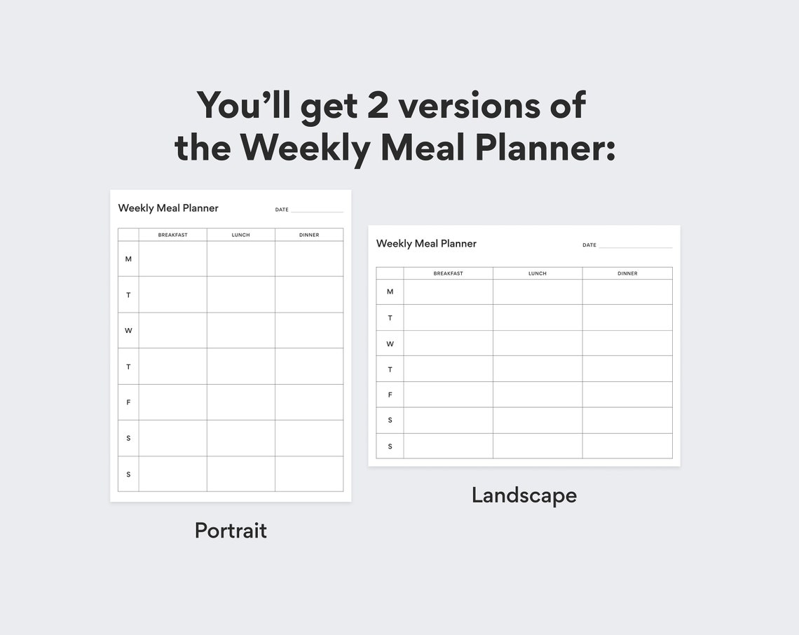 Weekly Meal Planner Bundle Printable Weekly Menu Planner and - Etsy