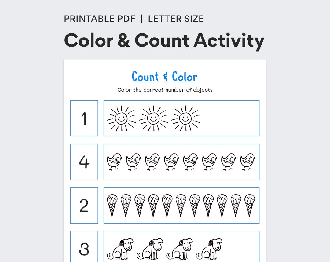 Count & Color, Preschool Worksheets, Homeschool Printable, Toddler ...