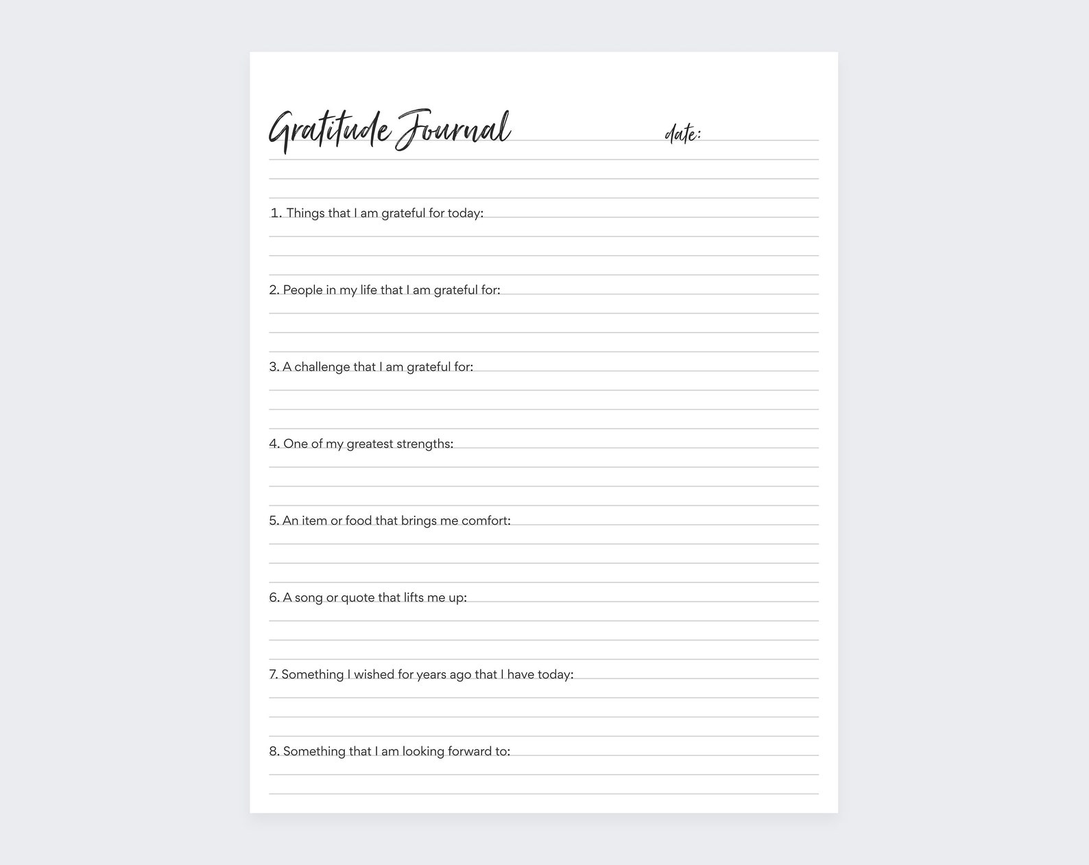 Gratitude Journal - PDF Printable - DIGITAL DOWNLOAD - Etsy