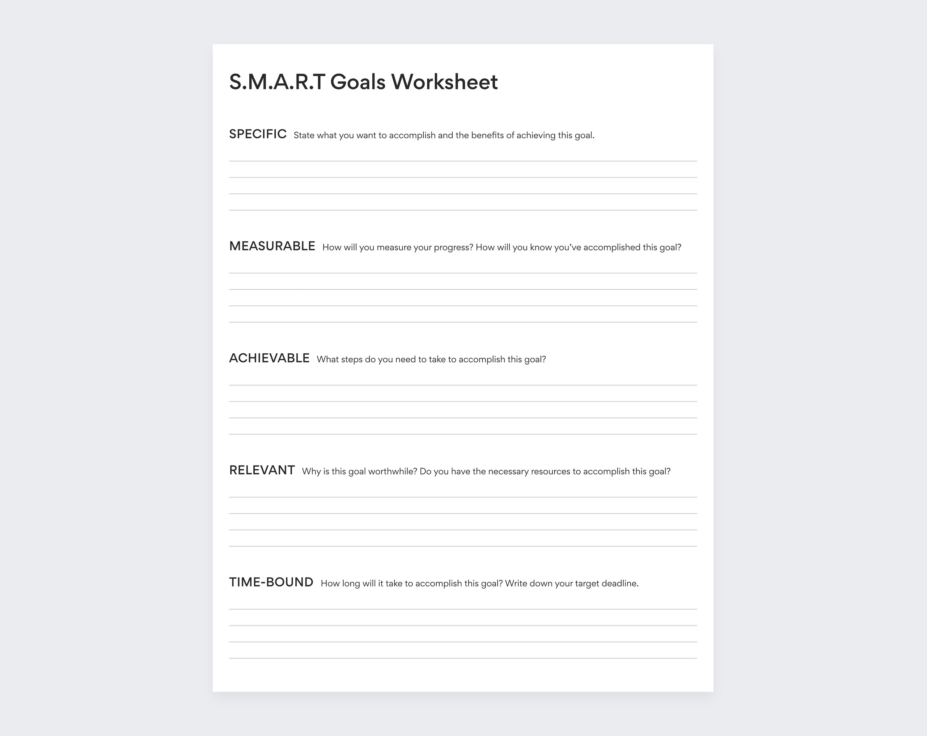 S.M.A.R.T Goals Planner - Goal Setting Worksheet - Printable Goal ...