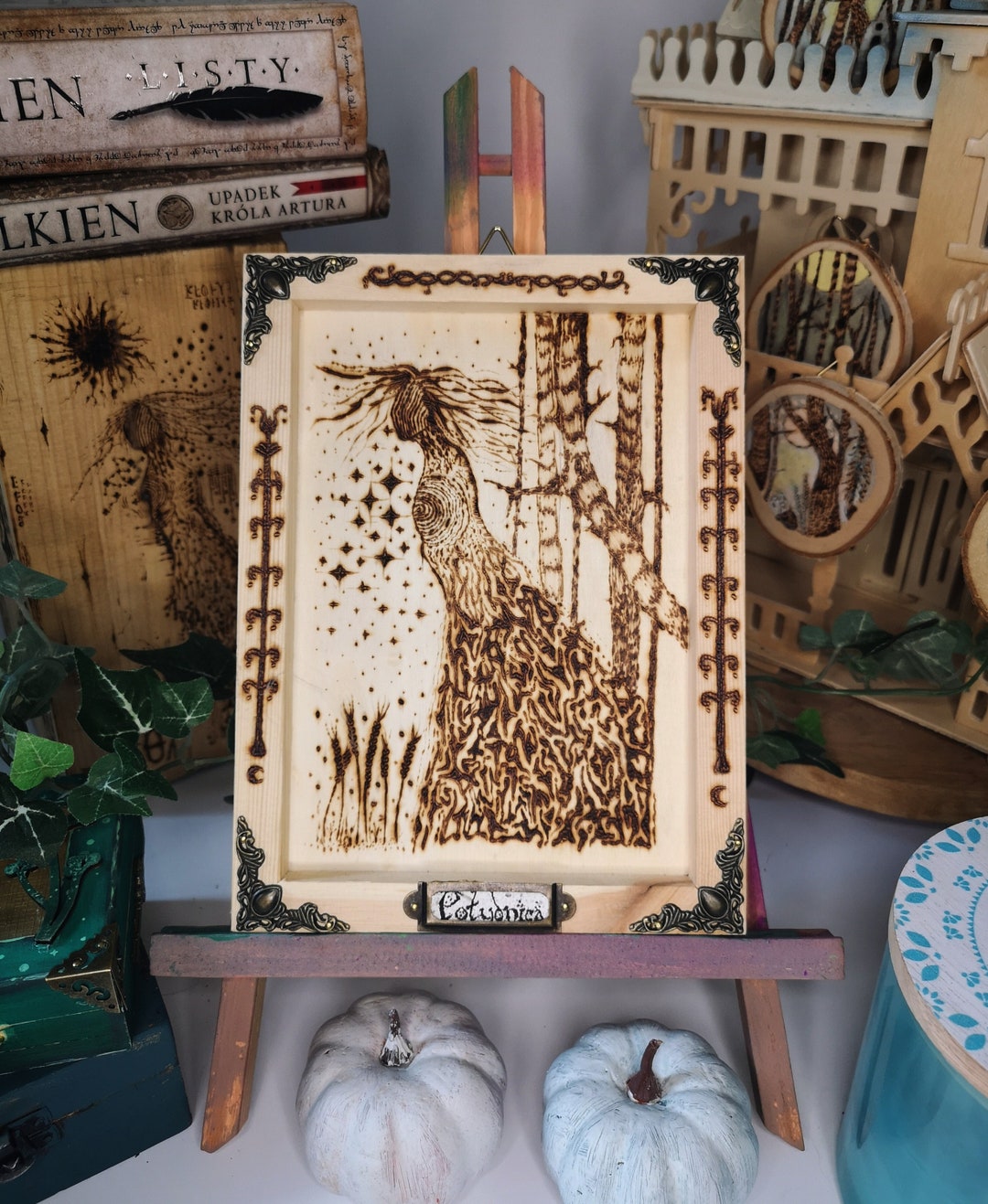 Południca: Woodburning Wall Hanging Art on a Framed Board, Slavic ...