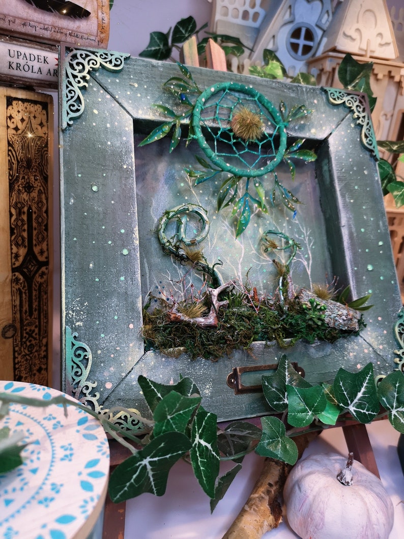 Enchanted Magical Diorama Wall Hanging, Druidic Staff, Real Moss, Bark ...