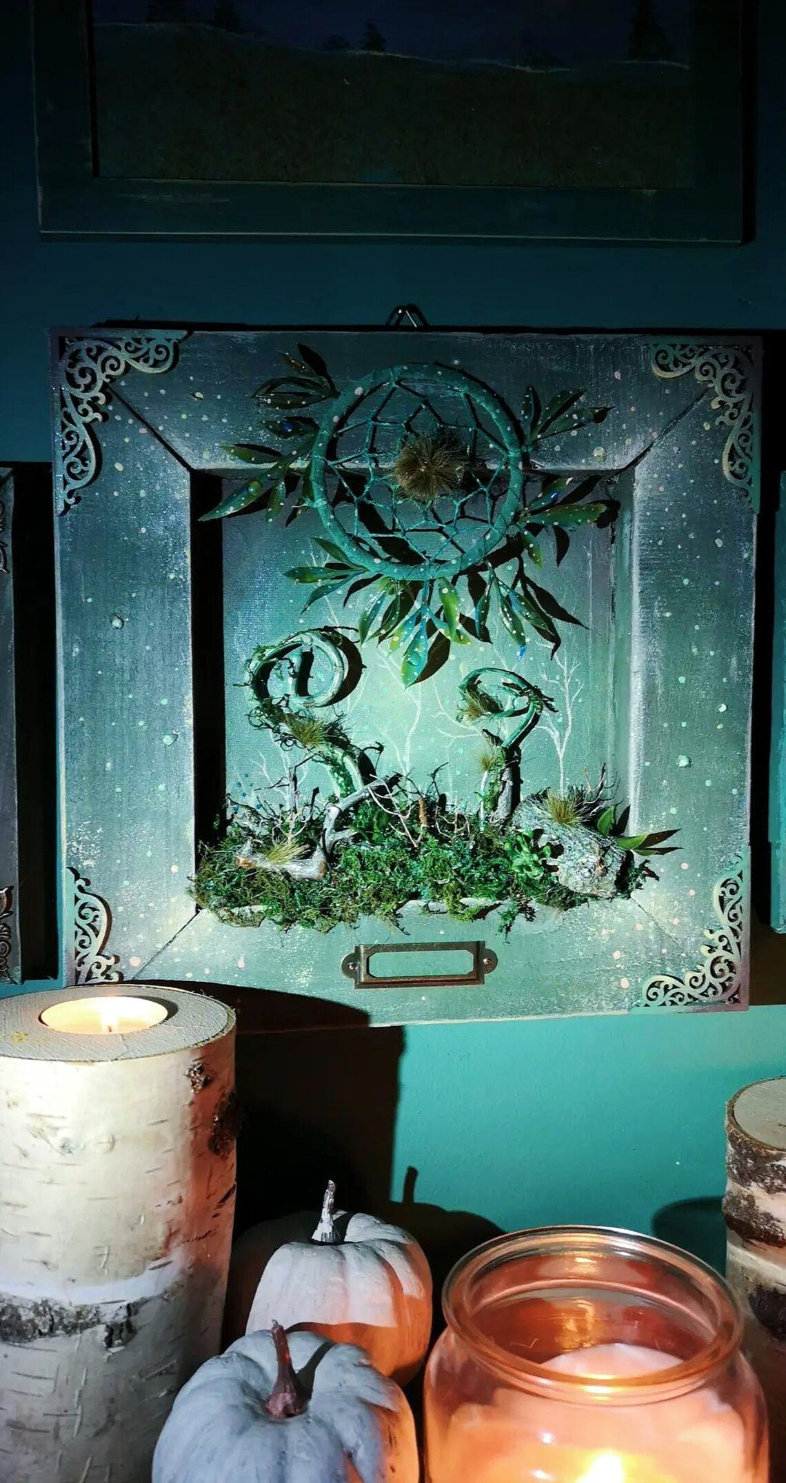 Enchanted Magical Diorama Wall Hanging, Druidic Staff, Real Moss, Bark ...