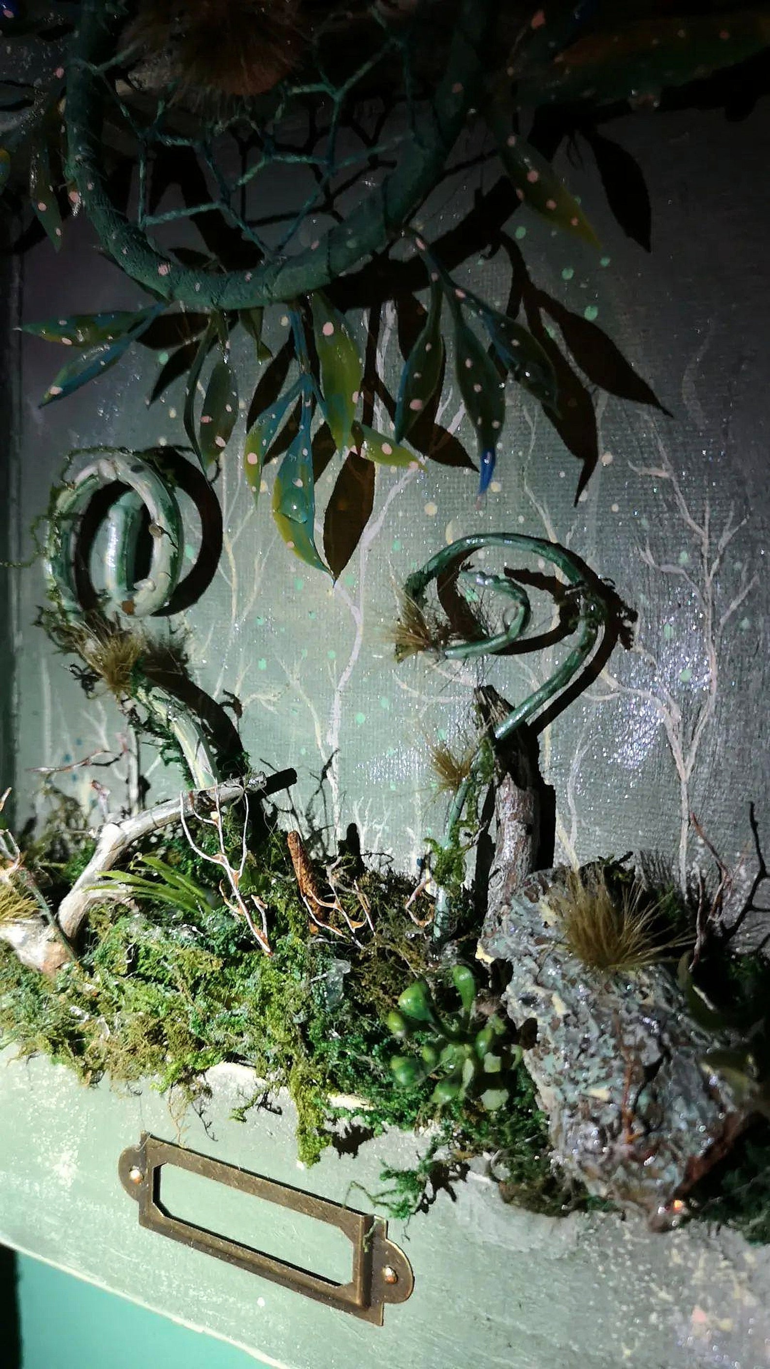 Enchanted Magical Diorama Wall Hanging, Druidic Staff, Real Moss, Bark ...