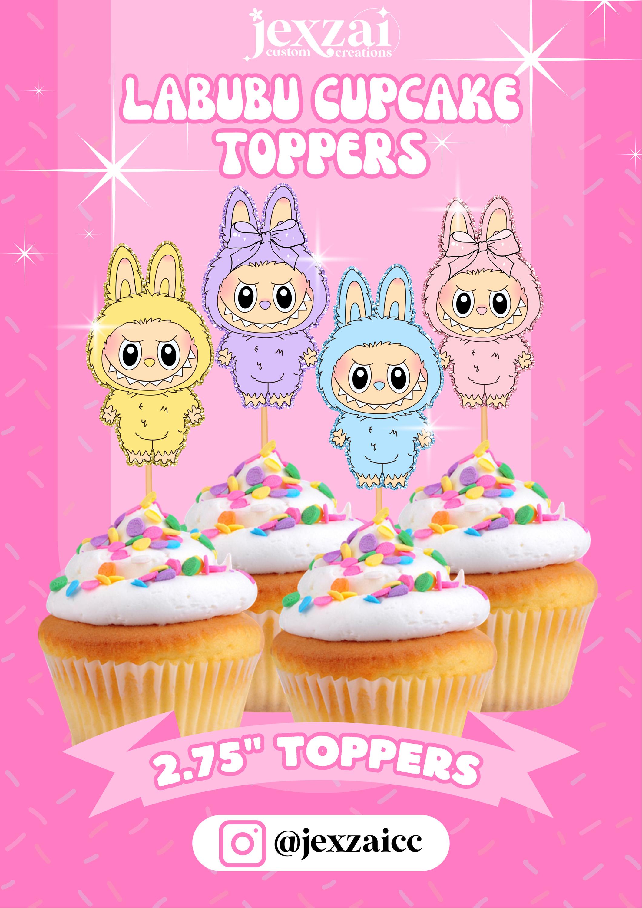 Labubu Glitter Cupcake Toppers: Custom Spring Cake Decorations - Etsy