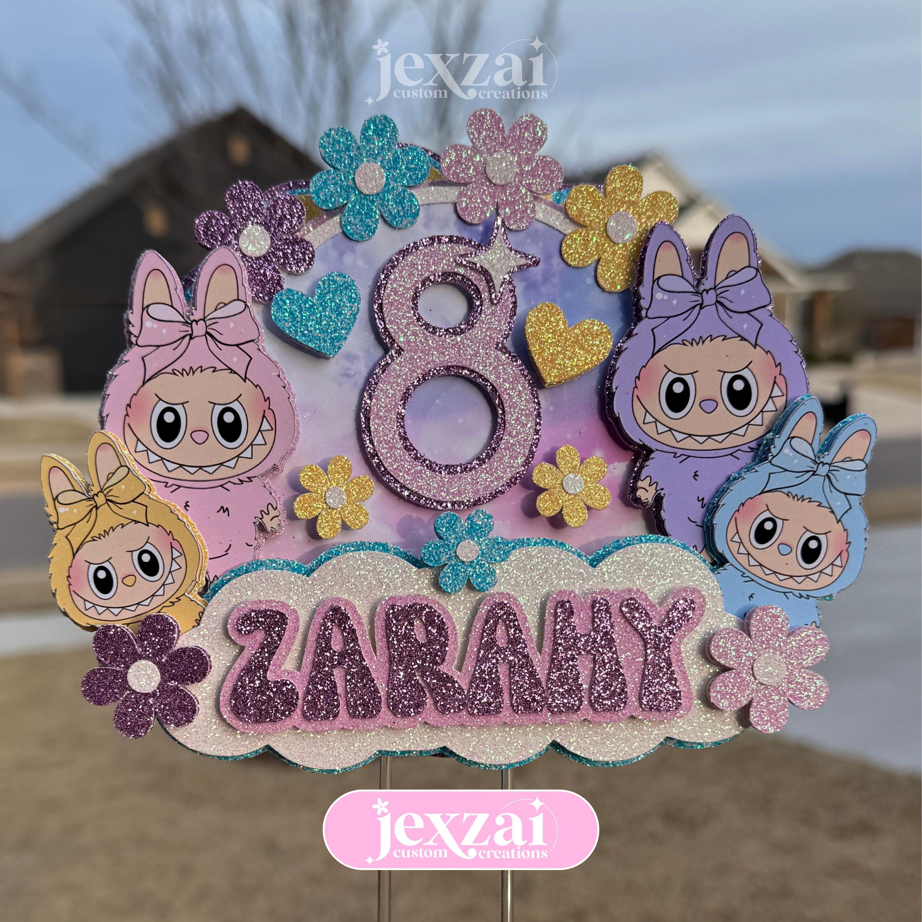 Labubu Cake Topper, Labubu Birthday, Labubu Party Favors, Glitter Cake ...