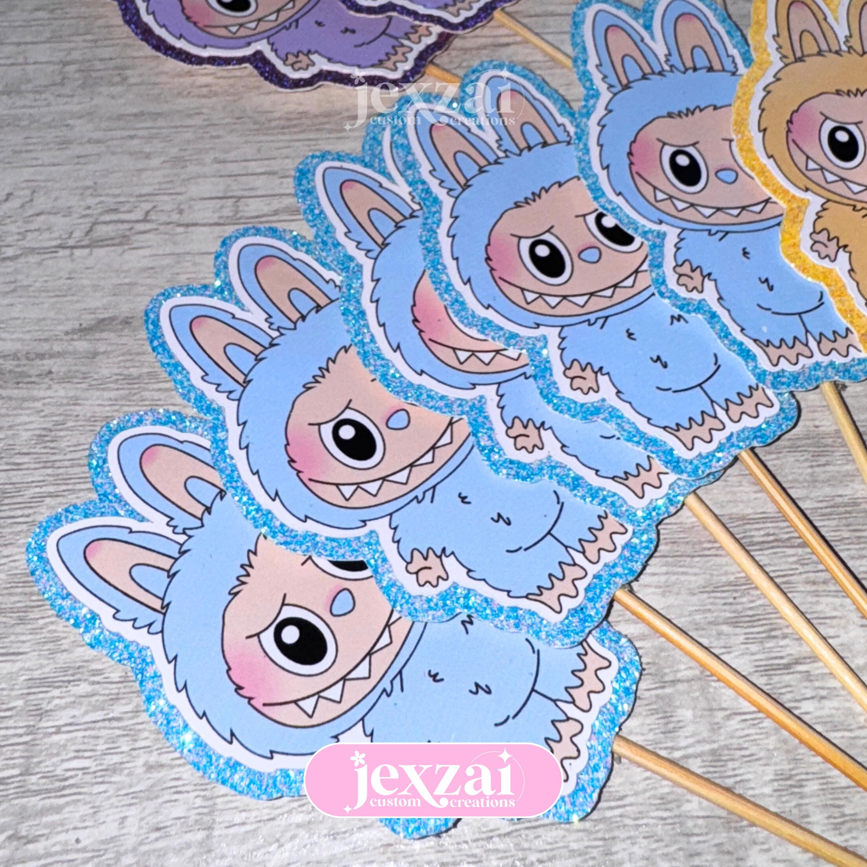 Labubu Cupcake Toppers, Cake Topper, Glitter Cupcake Topper, Spring ...
