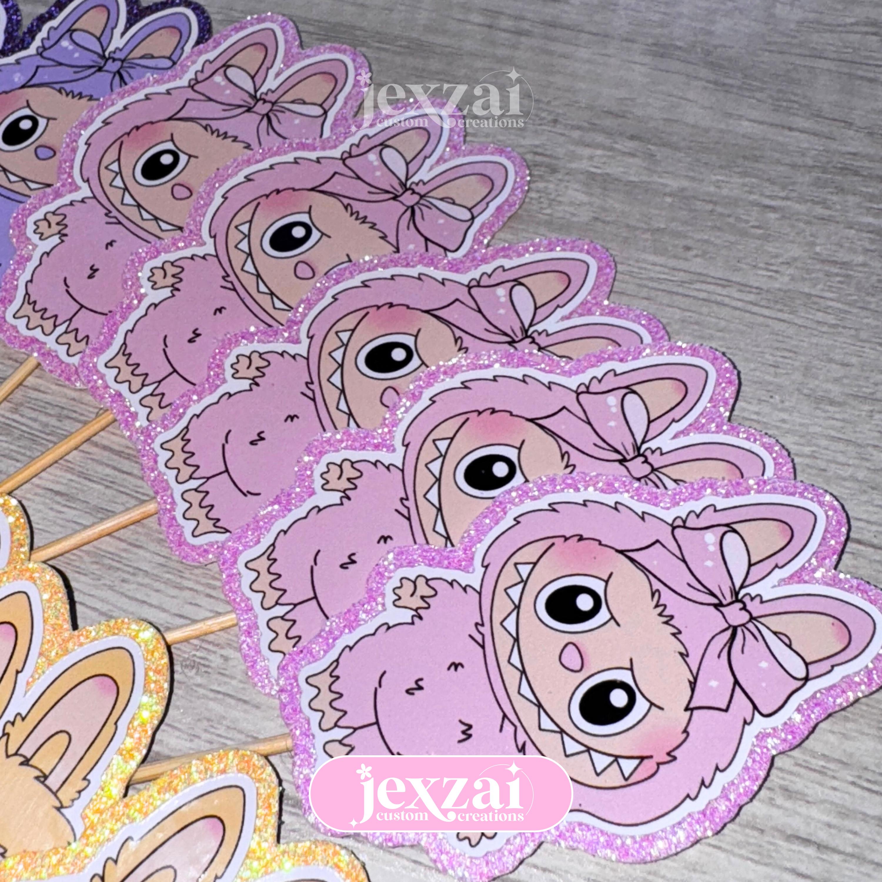 Labubu Cupcake Toppers, Cake Topper, Glitter Cupcake Topper, Spring ...