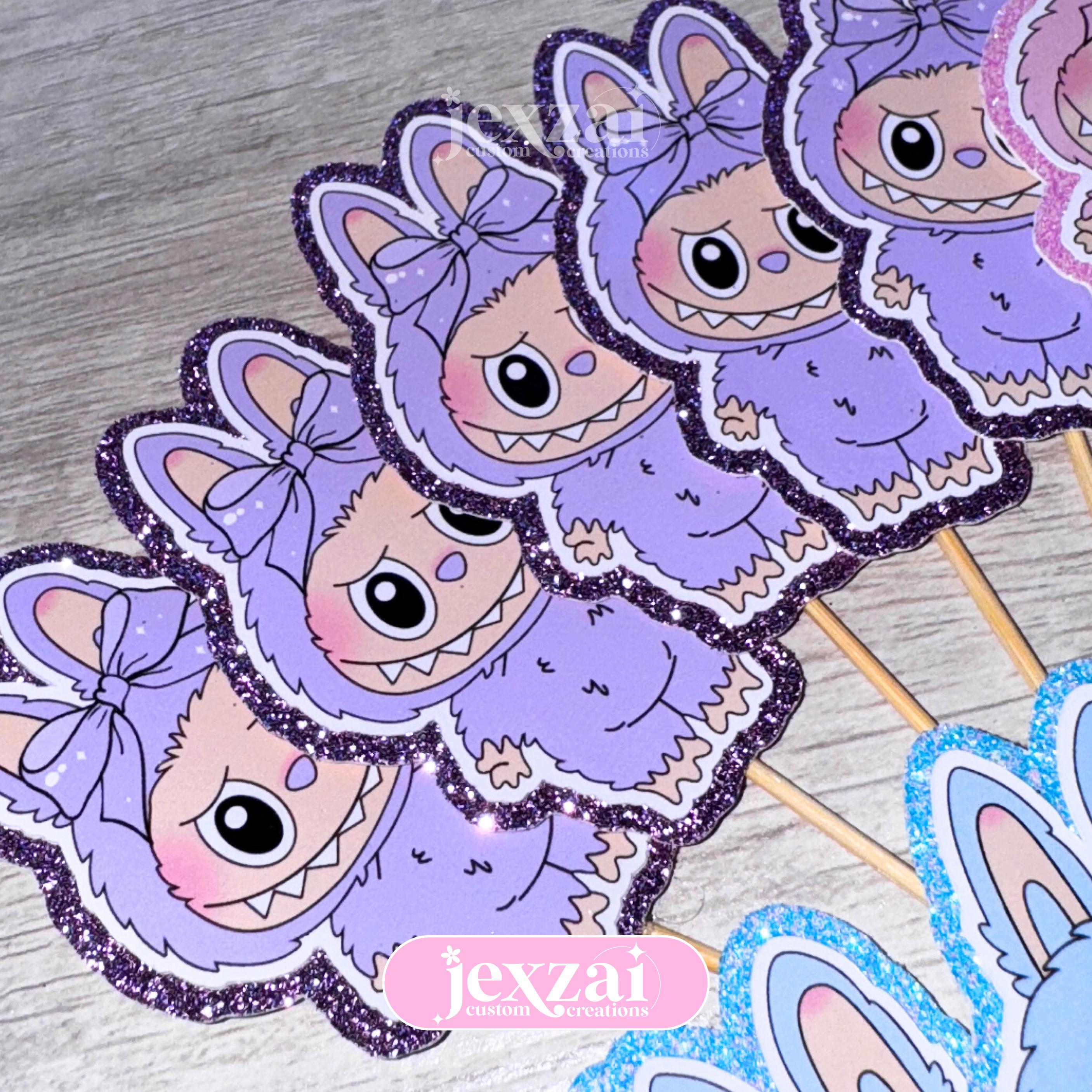 Labubu Glitter Cupcake Toppers: Custom Spring Cake Decorations - Etsy