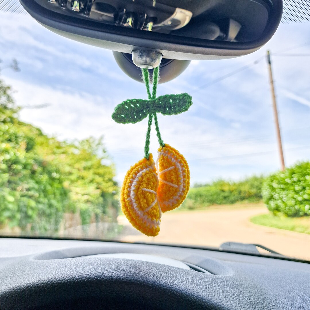 Crochet Lemon Slices Car Charm, Car Accessory, Fruit Theme, Car Hanging ...