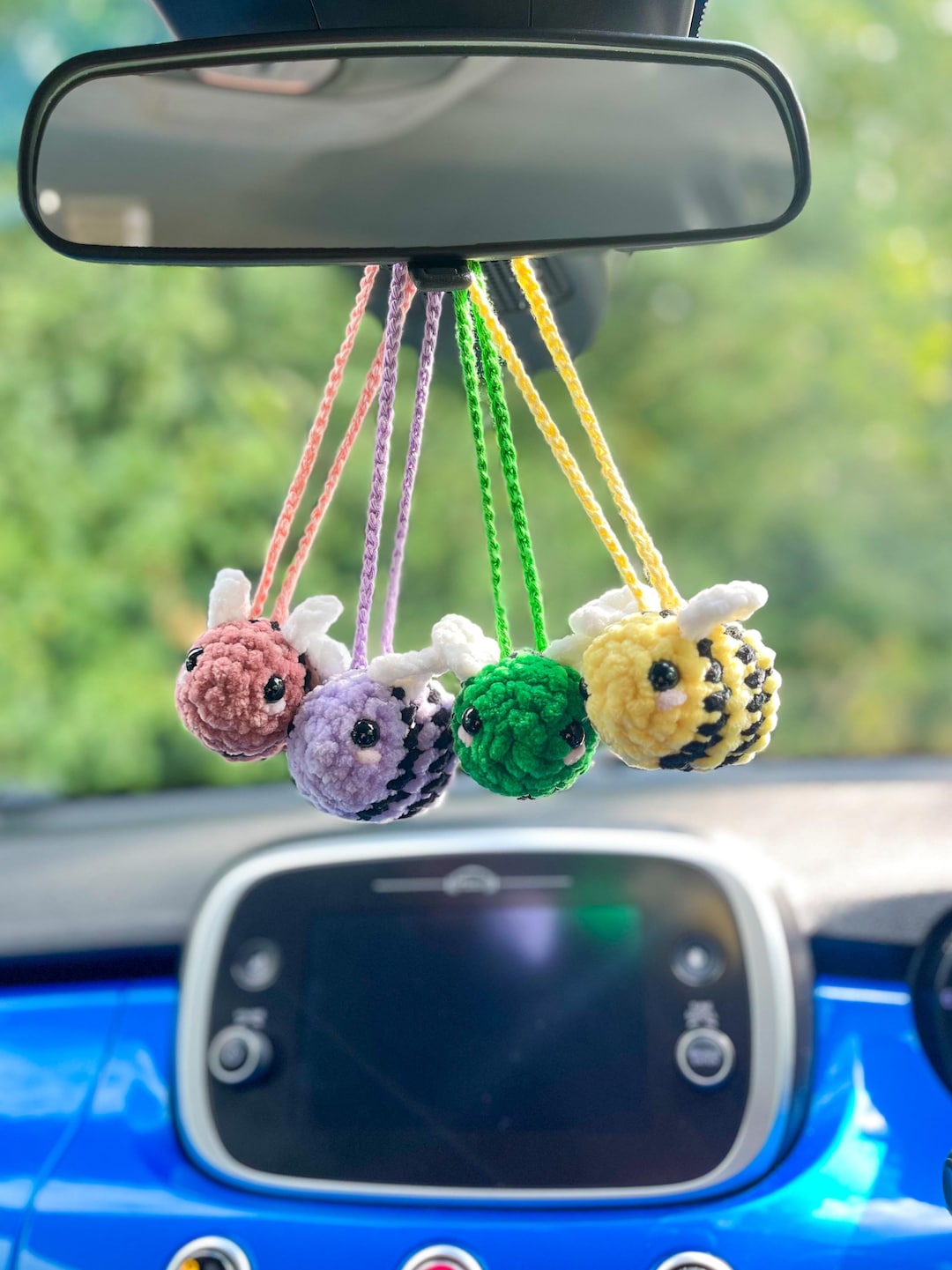 Crochet Bee Car Charm, Car Accessory, Car Hanging, Bee Car Decoration ...
