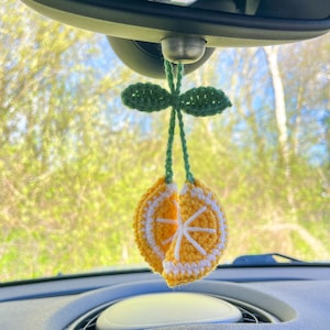 Crochet Lemon Slices Car Charm, Car Accessory, Fruit Theme, Car Hanging ...