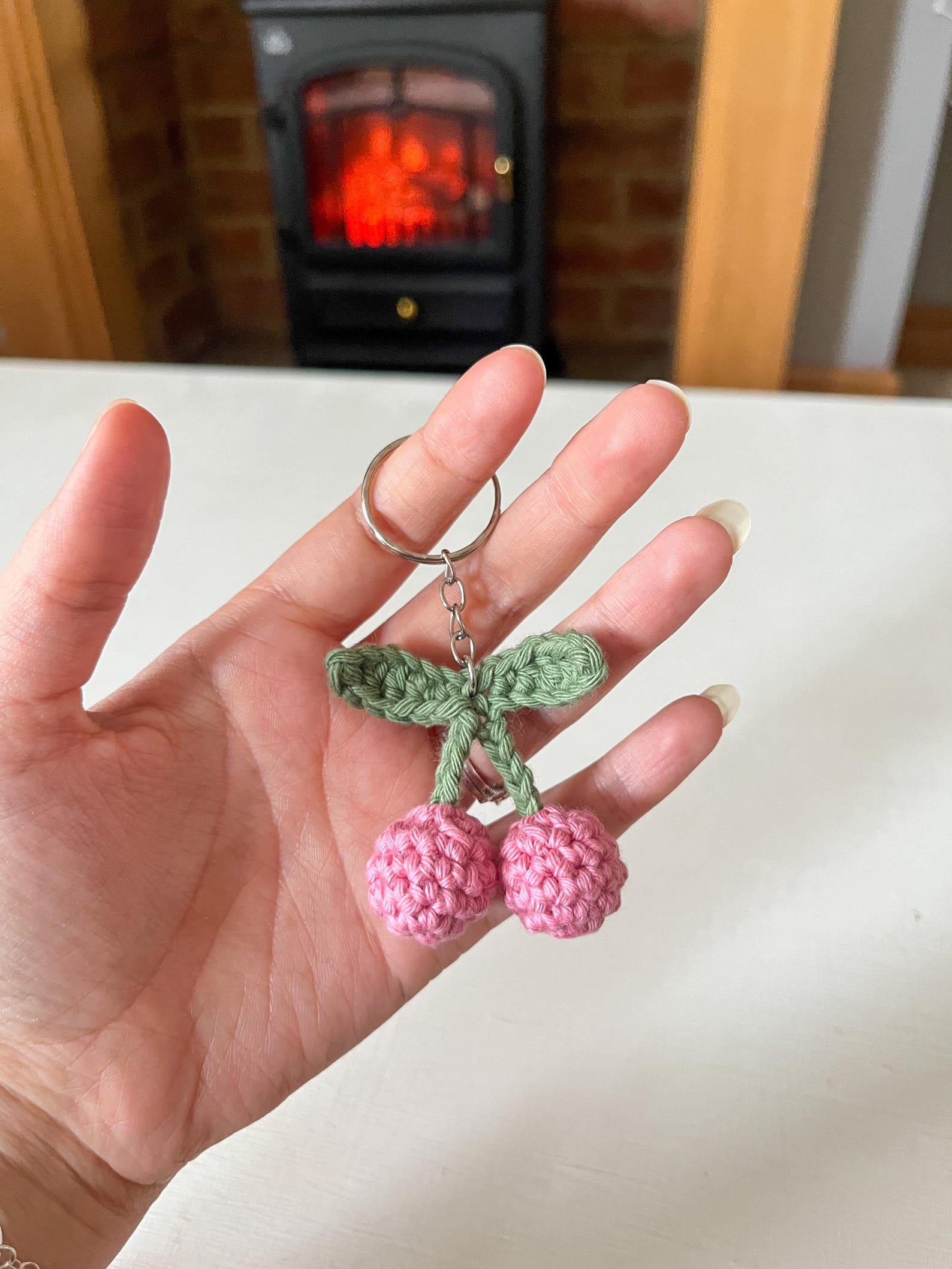 Cherry Keyring, Crochet Cherry Keychain, Cute Gift Ideas, Bag Charm ...