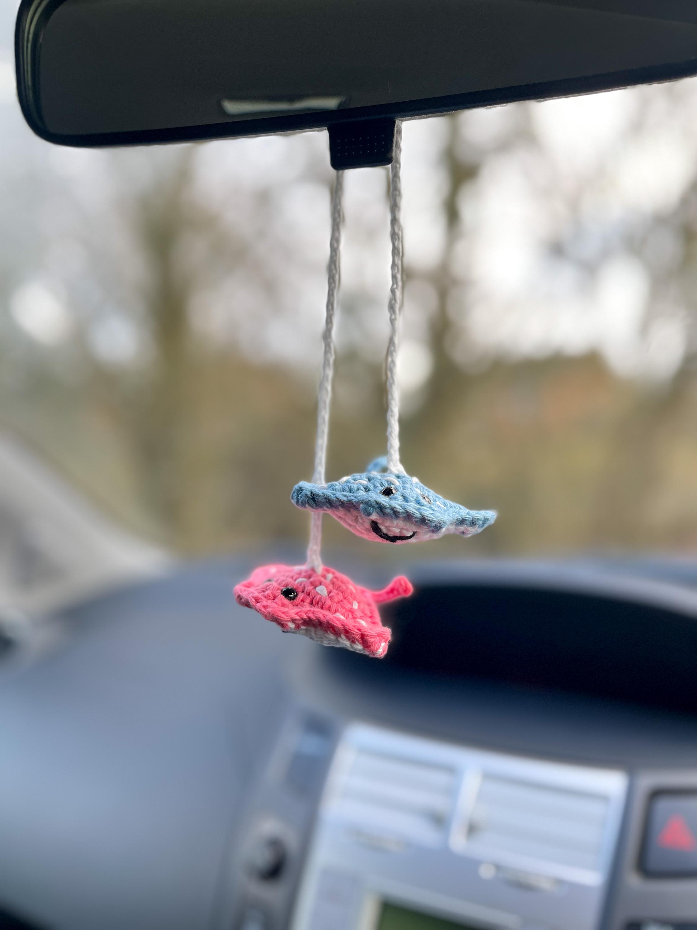 Stingray Car Charm, Crochet Car Accessories, Car Hanging, Cute Car ...