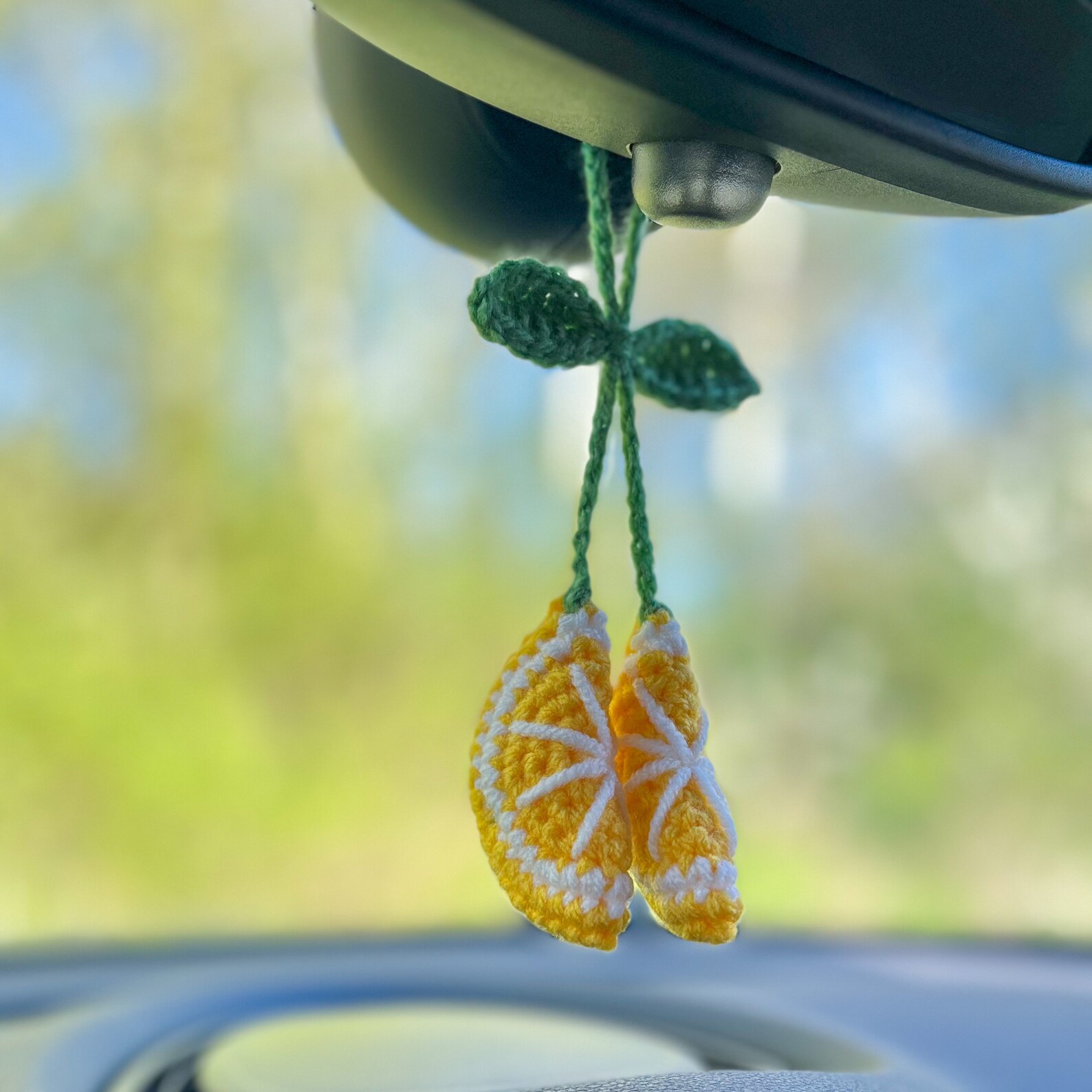Crochet Lemon Slices Car Charm, Car Accessory, Fruit Theme, Car Hanging ...