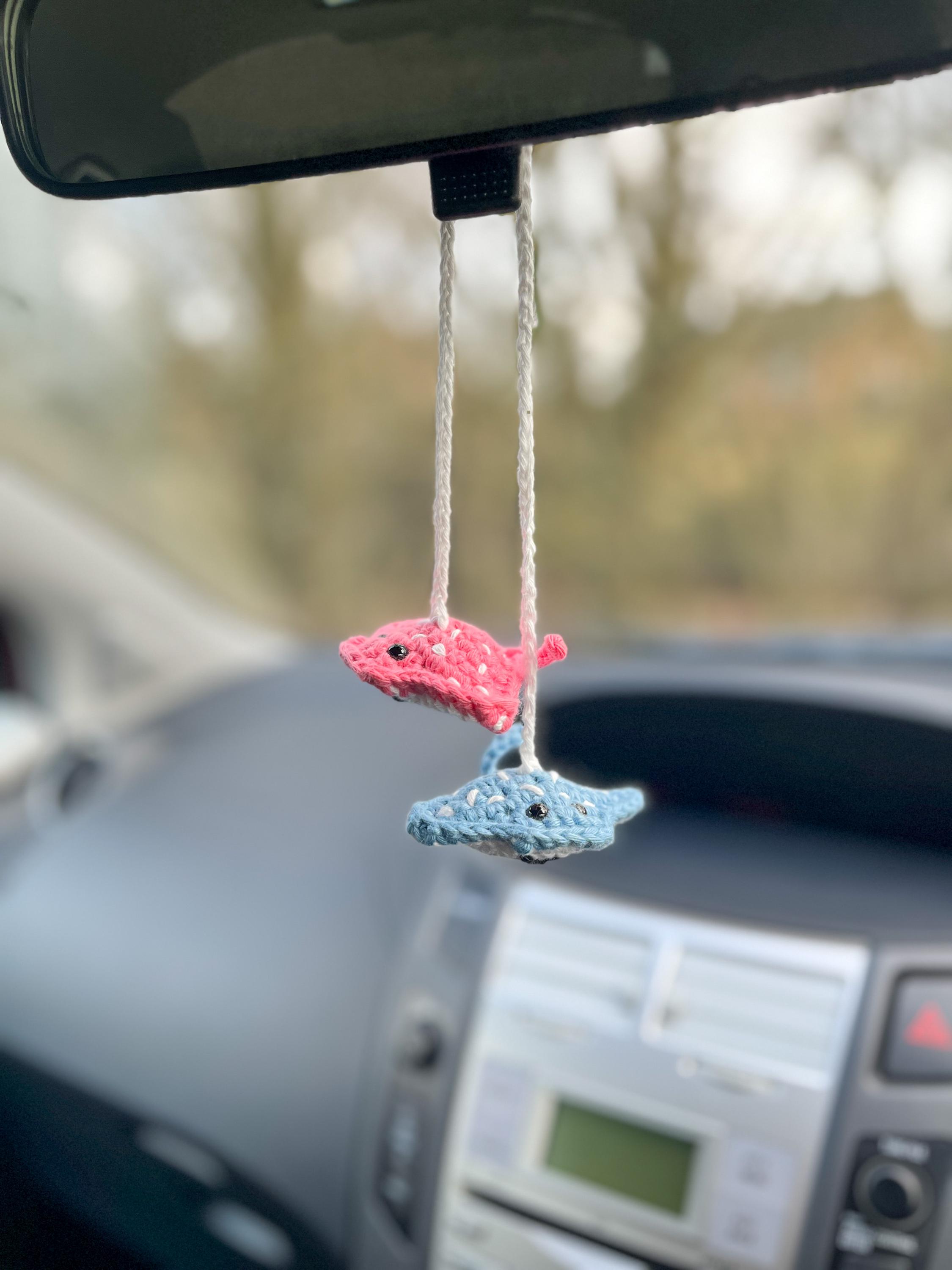 Stingray Car Charm, Crochet Car Accessories, Car Hanging, Cute Car ...