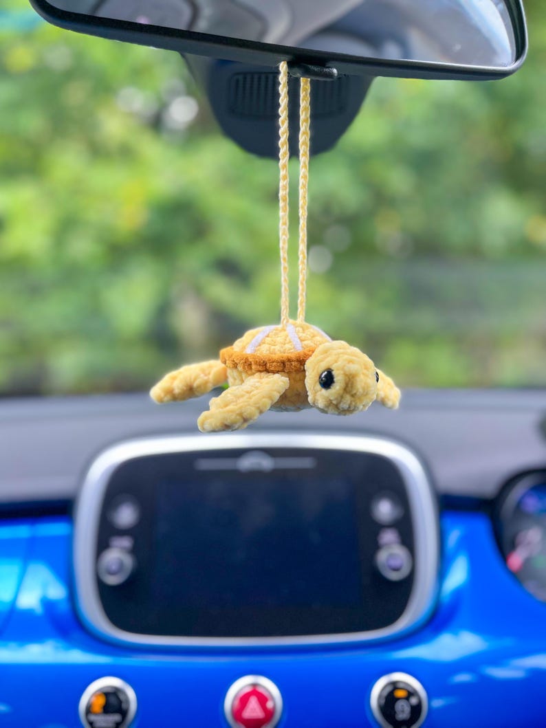 Crochet Lemon Turtle Car Charm, Car Accessory, Car Hanging, Cute Car ...