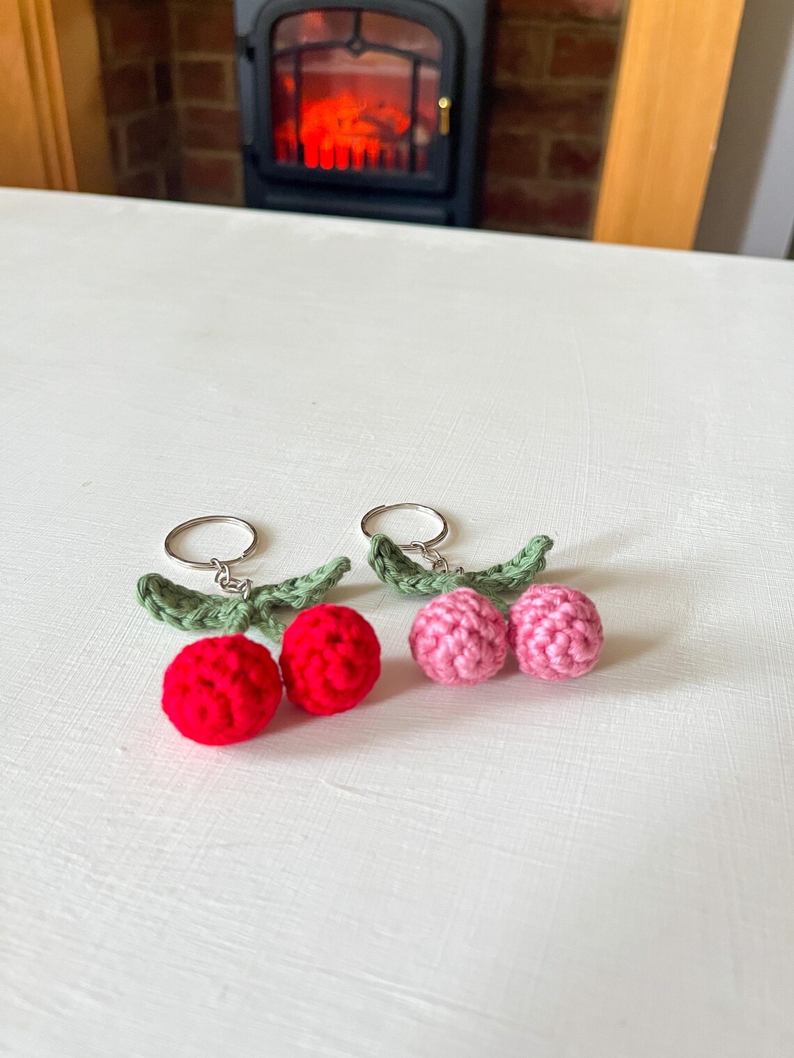 Cherry Keyring, Crochet Cherry Keychain, Cute Gift Ideas, Bag Charm ...
