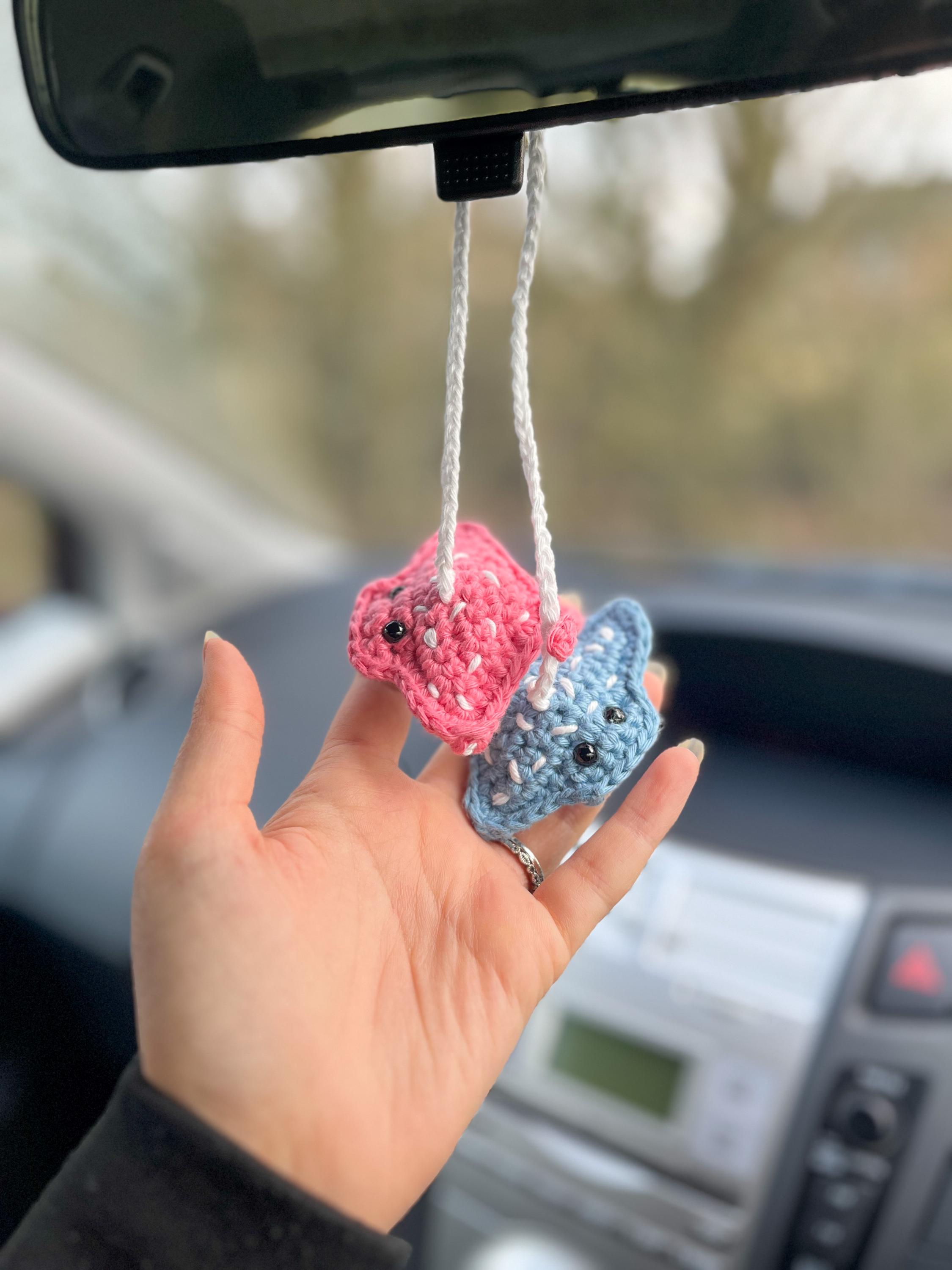 Stingray Car Charm, Crochet Car Accessories, Car Hanging, Cute Car ...