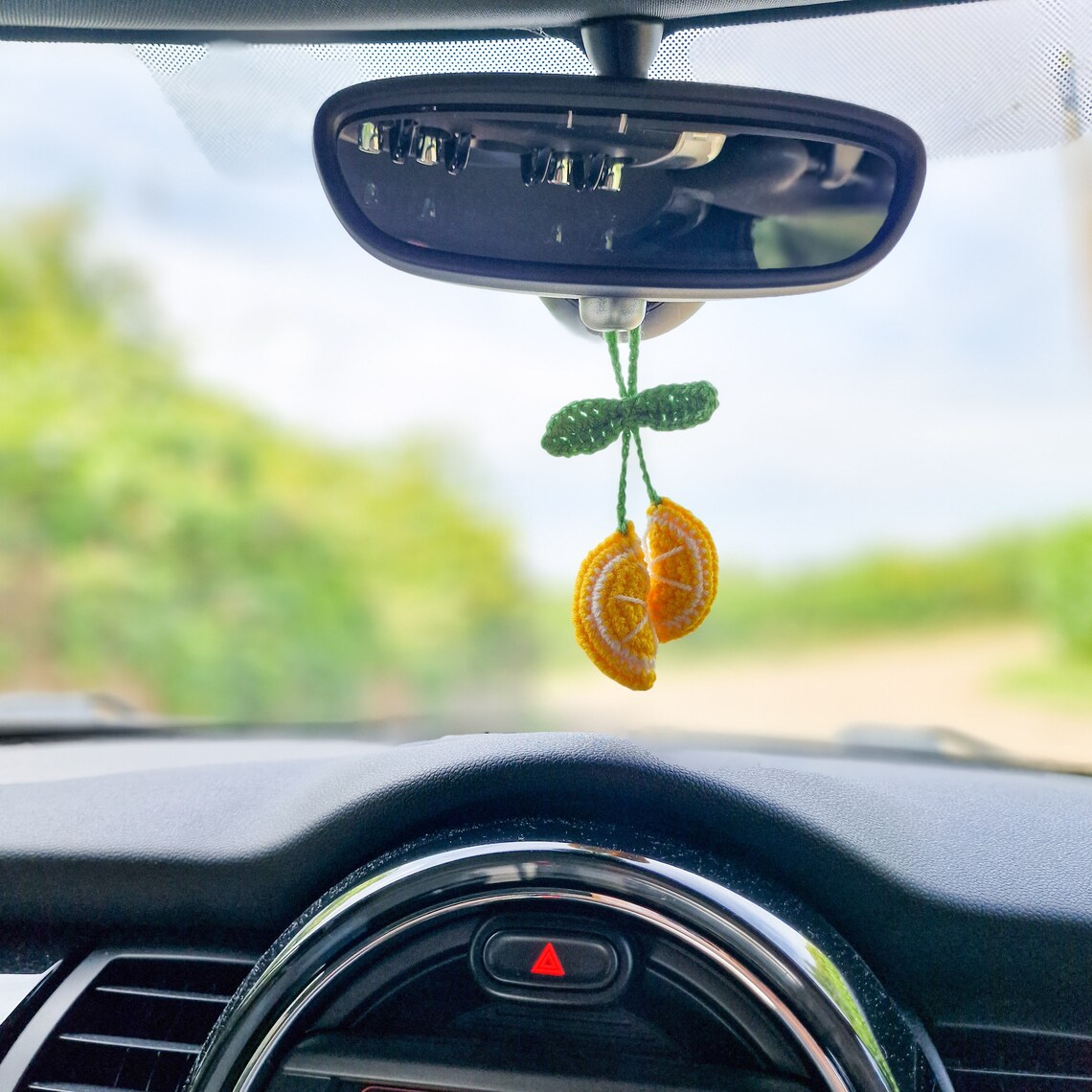 Crochet Lemon Slices Car Charm, Car Accessory, Fruit Theme, Car Hanging ...