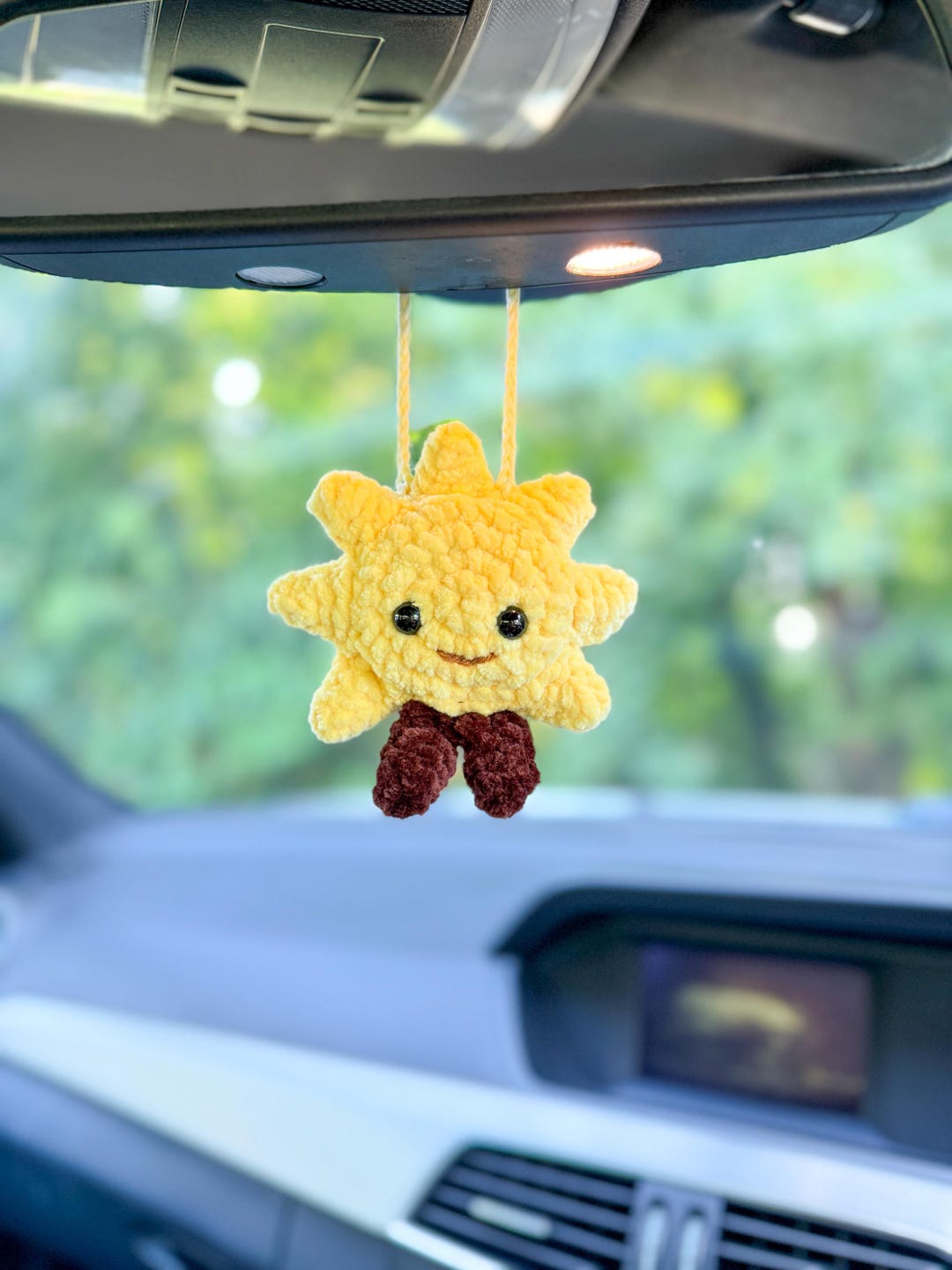 Crochet Sun Car Charm, Car Accessory, Car Hanging, Cute Car Decor, New ...