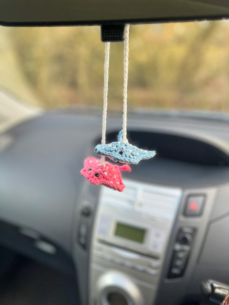 Stingray Car Charm, Crochet Car Accessories, Car Hanging, Cute Car ...