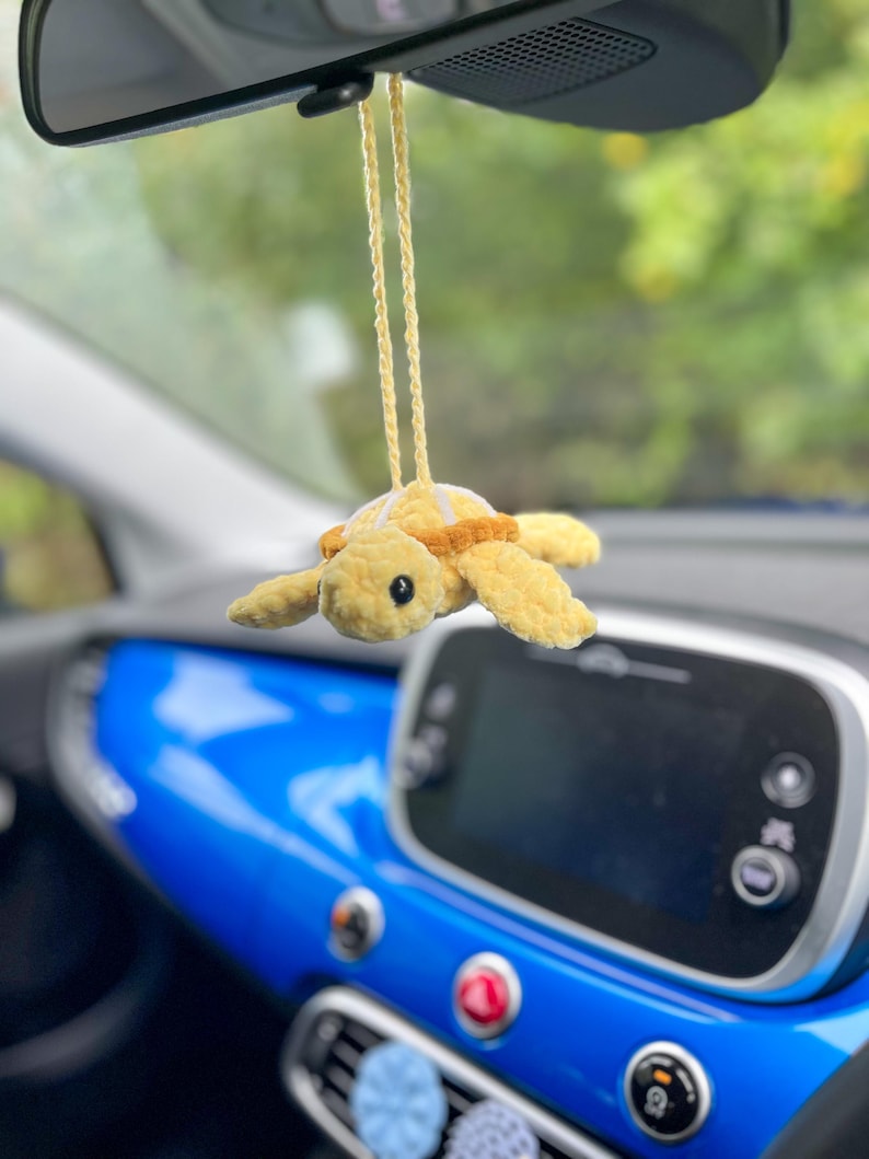 Crochet Lemon Turtle Car Charm, Car Accessory, Car Hanging, Cute Car ...