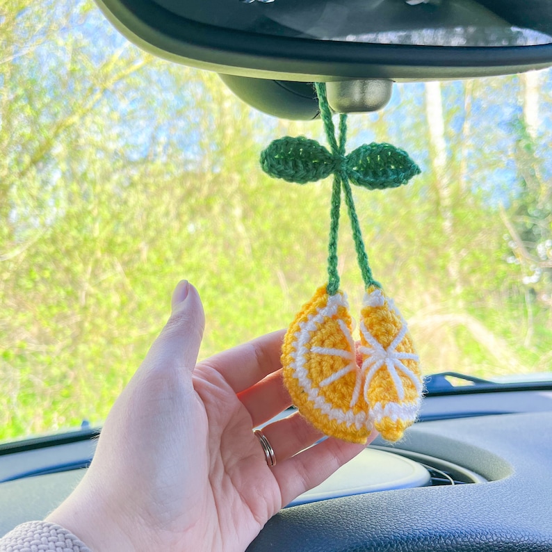 Crochet Lemon Slices Car Charm, Car Accessory, Fruit Theme, Car Hanging ...