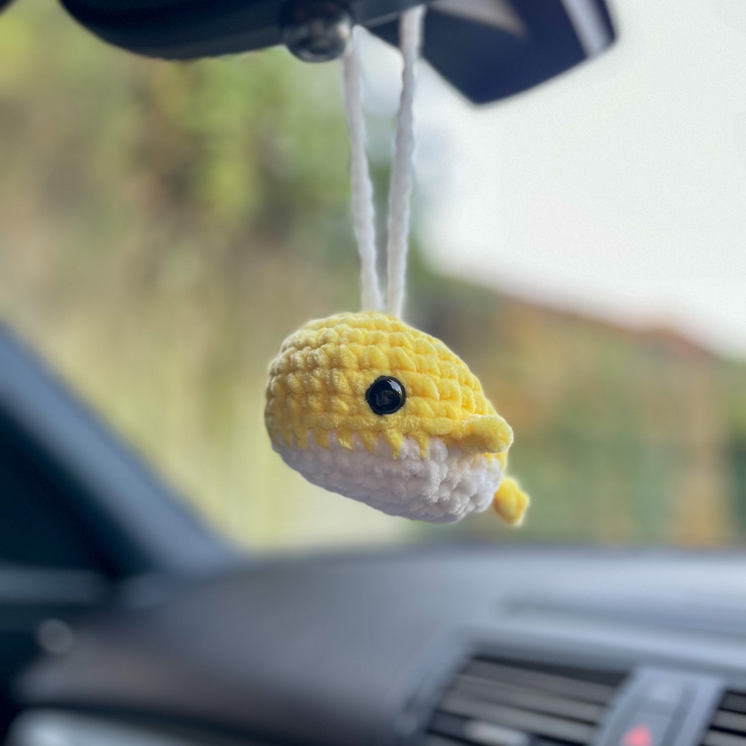 Crochet Whale Yellow Car Charm, Car Hanging, Rear View Mirror ...