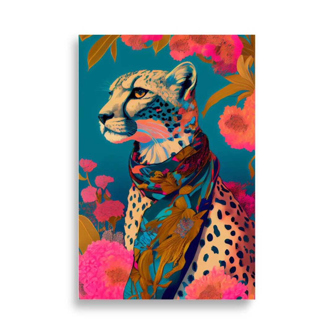 Chinoiserie Style Big Cat Poster - Etsy