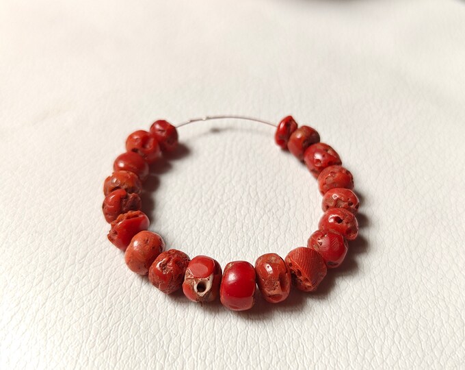 Italian Red Coral Rondell Shape Loose Beads Vintage Coral Beads 4 ...