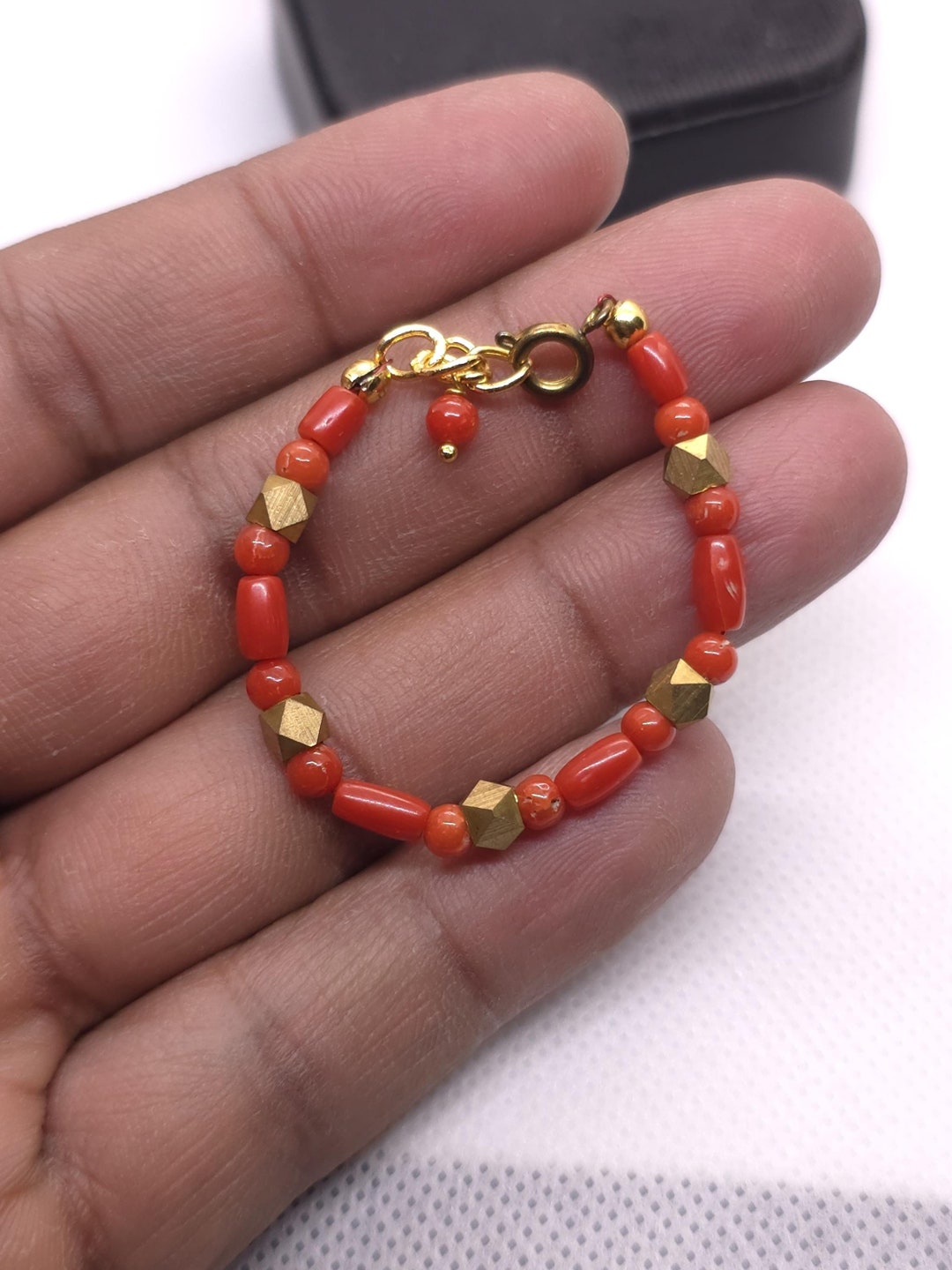 Baby Bracelet Natural Italy Red Coral 14k Gold Filled Charm Bracelet ...