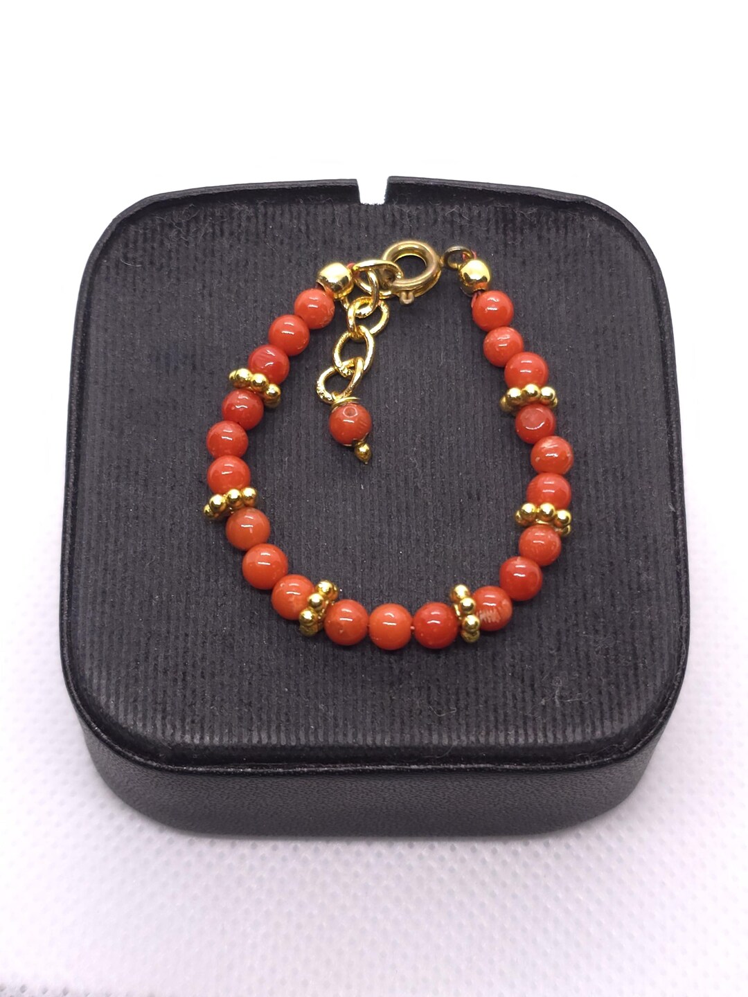 Genuine Natural Italy Red Coral 14k Gold Filled Charm Bracelet ...