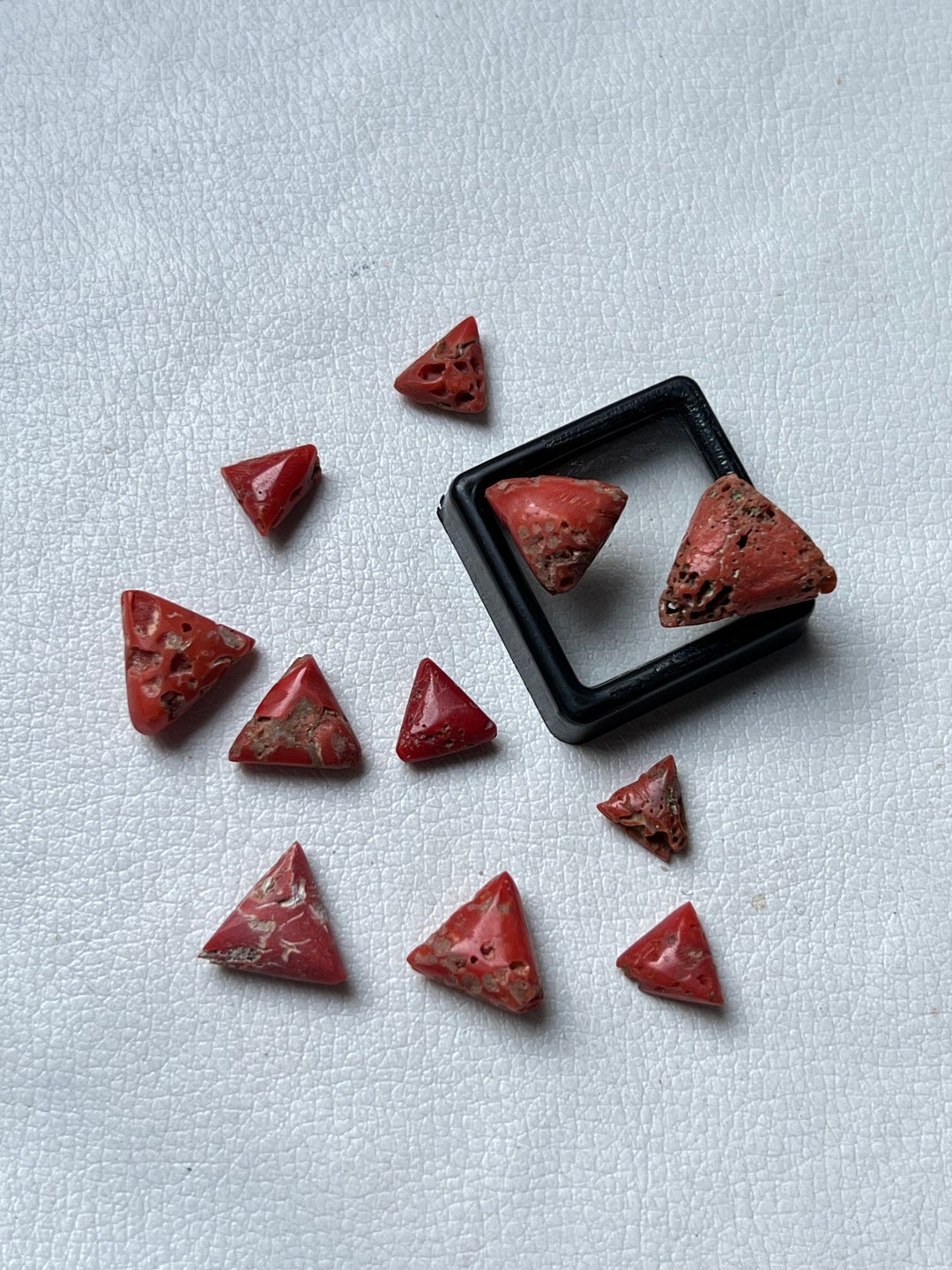 11 Pieces Old Stock Red Coral Triangle Cabochon Gemstone Lot-100 ...