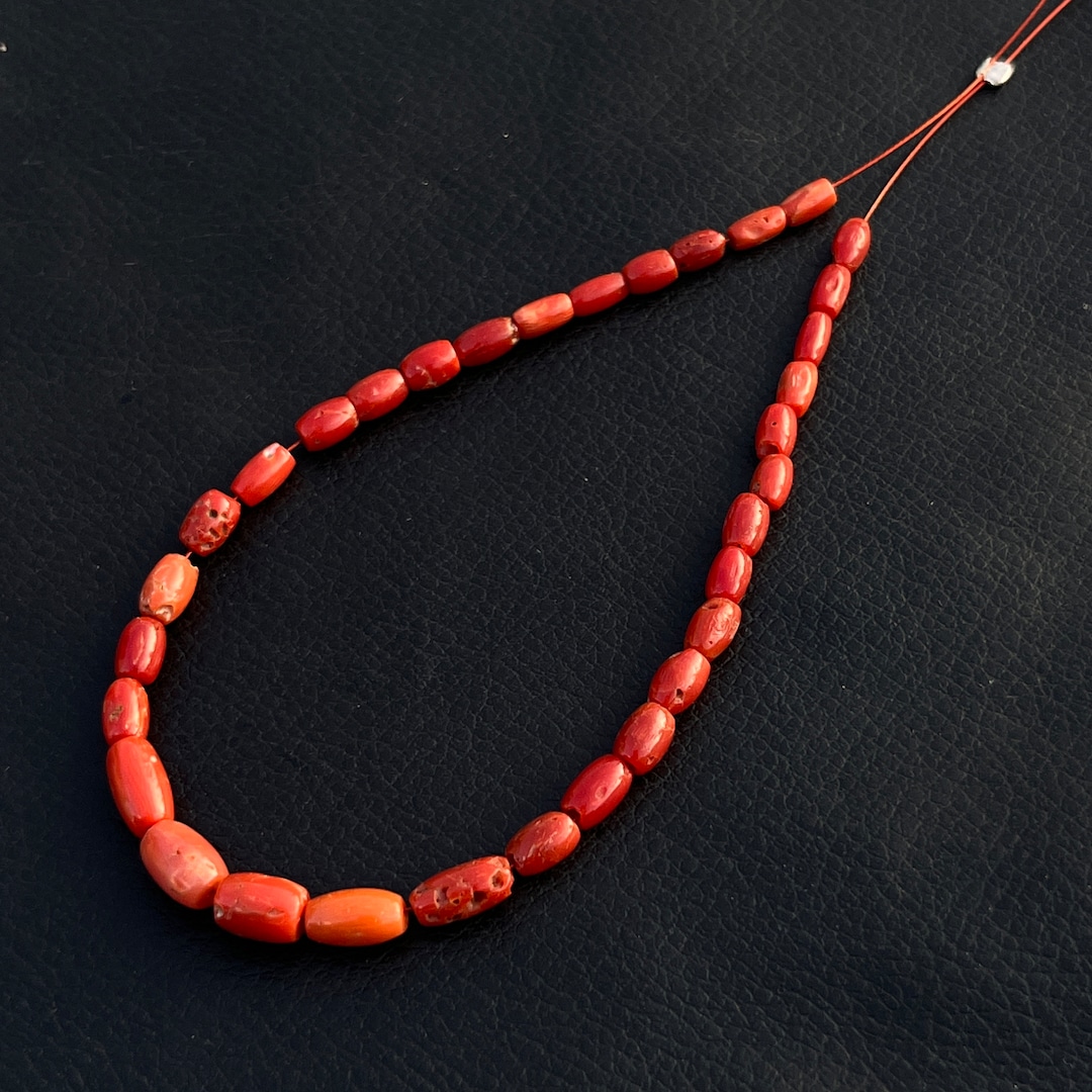 Mediterranean Genuine Sea Coral-red Coral Stone Beads Barrel - Etsy