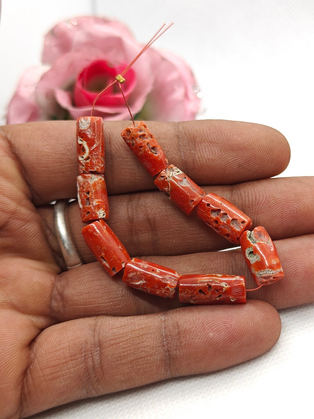 Genuine Red Coral Tube Beads 100%natural Red Coral Loose - Etsy