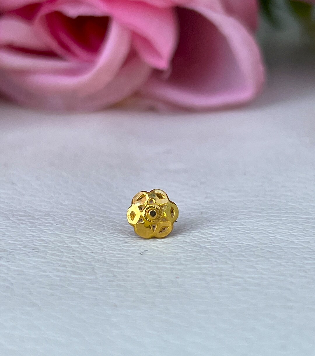 22k Gold Small Nose Stud Nose Ring Gold Ball Simple Nose Stud Tiny Nose ...