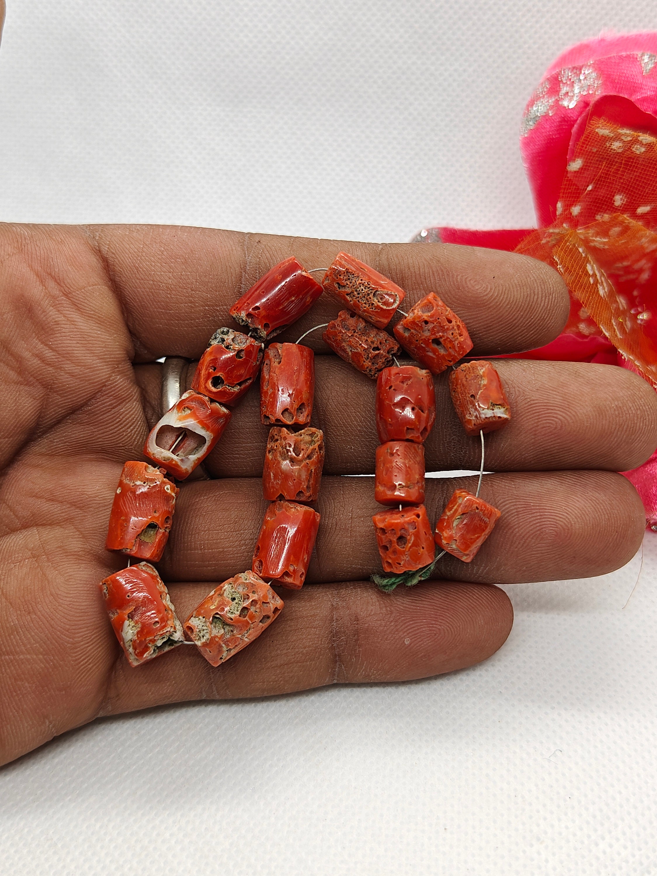 8 Inch-antique Orange Coral Beads-natural Italian Red Coral Beads ...