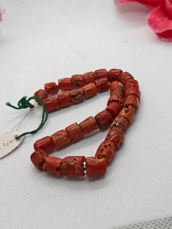 Old Stock Red Coral Tube Beads mediterranean Undyed Coral Beads antique Vintage Coral Beads genuine Sea Red Coral Beads 10 Inch Etsy Ireland