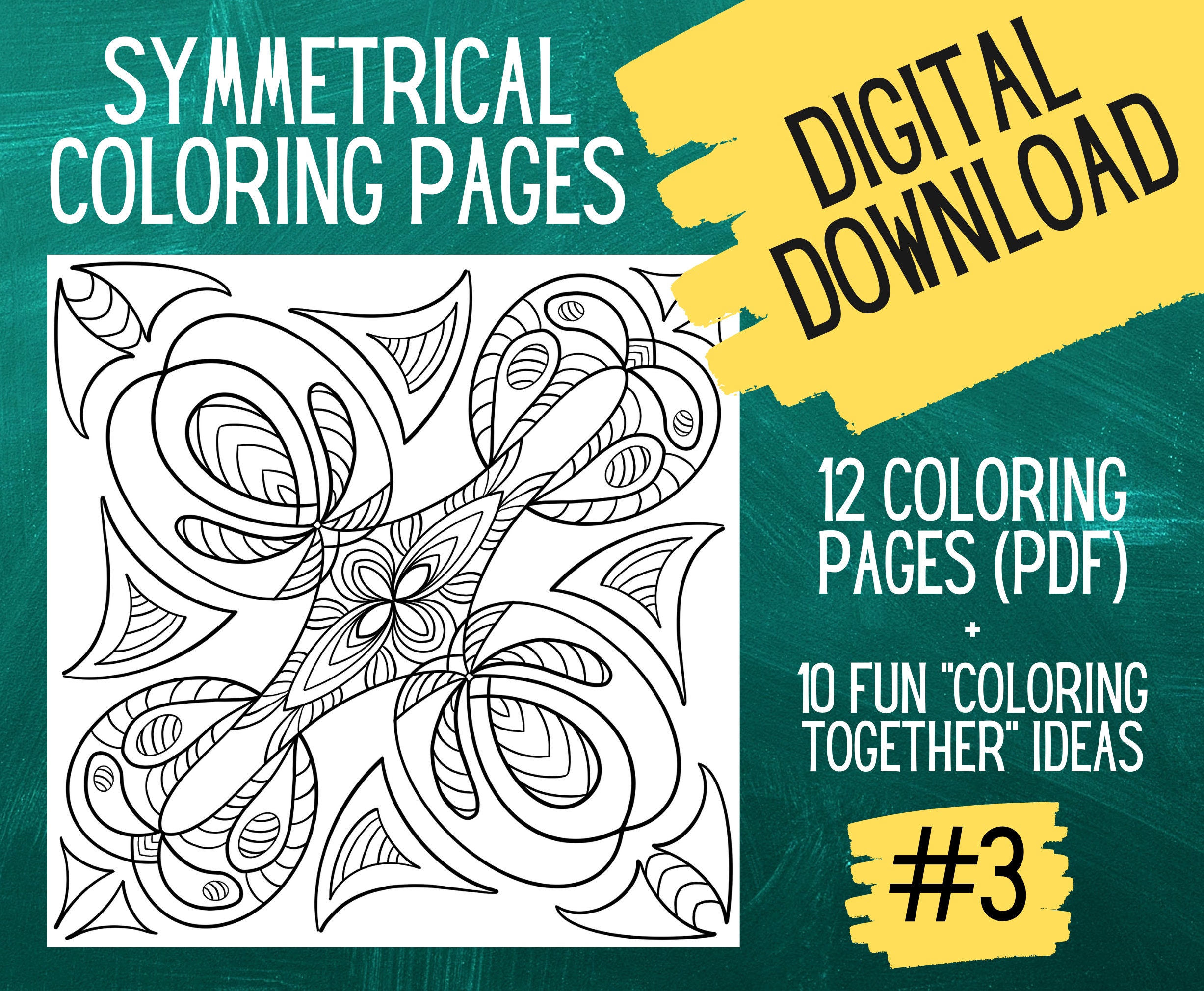 12 Symmetrical Coloring Pages pack 3 Coloring Together - Etsy