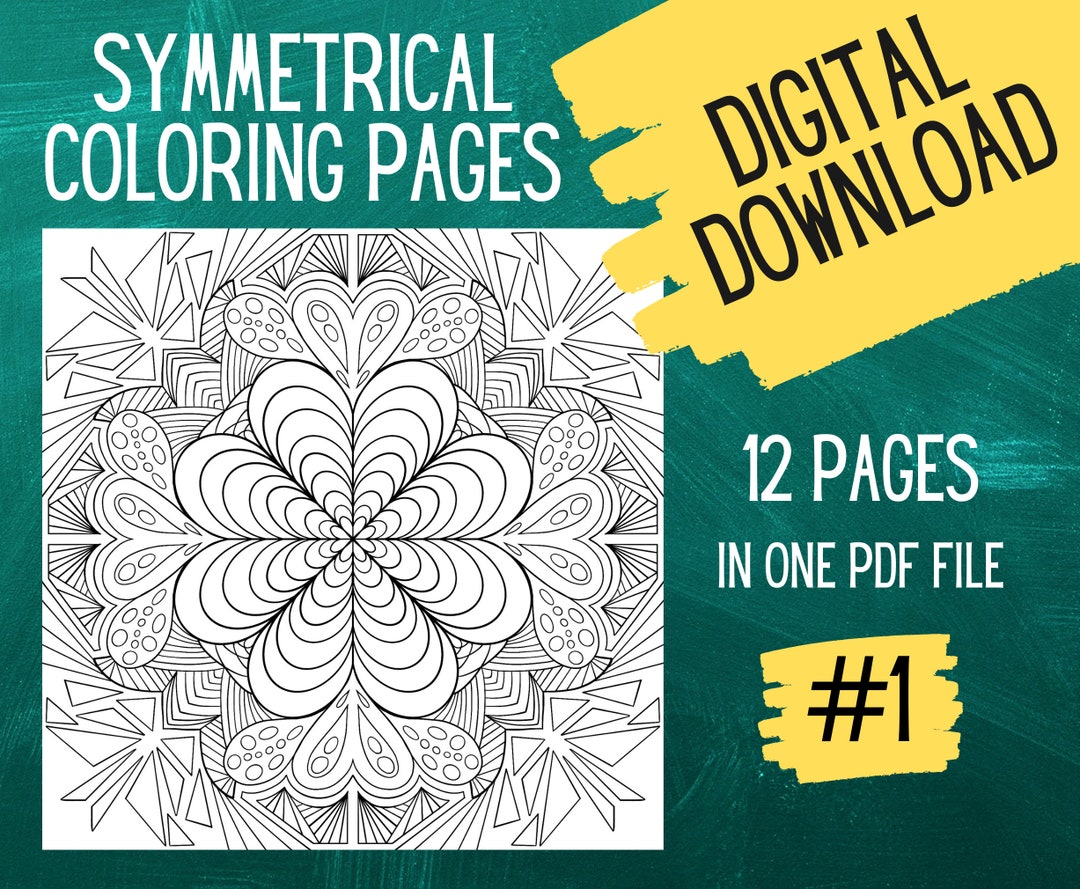12 Symmetrical Coloring Pages for Adults & Kids - Etsy
