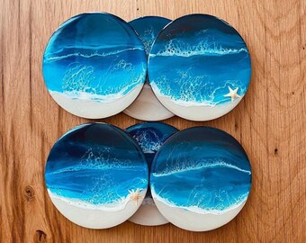 Blue Coaster Set - Etsy